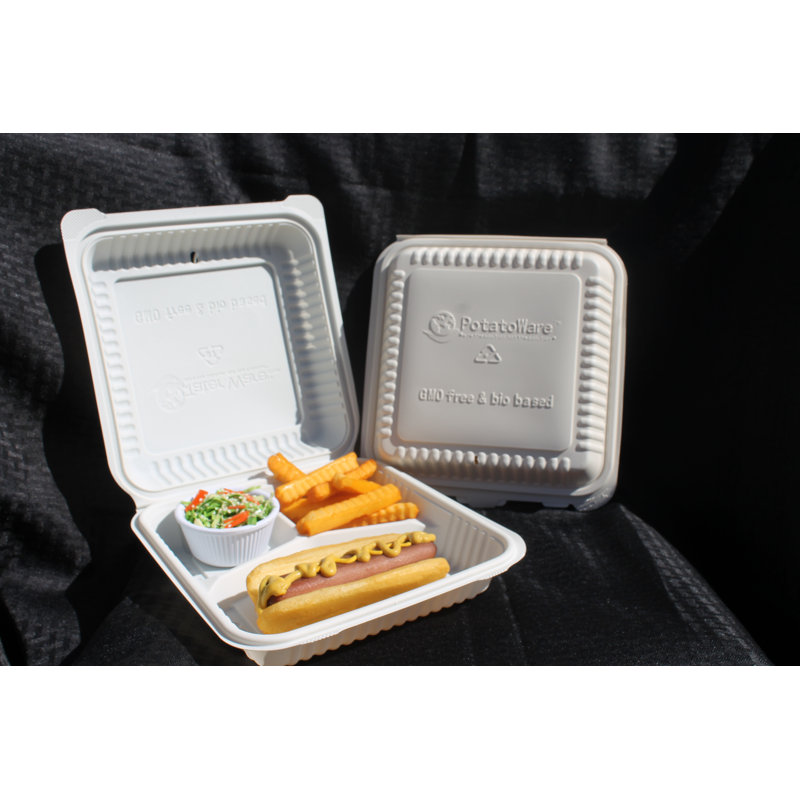 Earth-To-Go PotatoWare™ 3-Compartment Clamshell | Wayfair