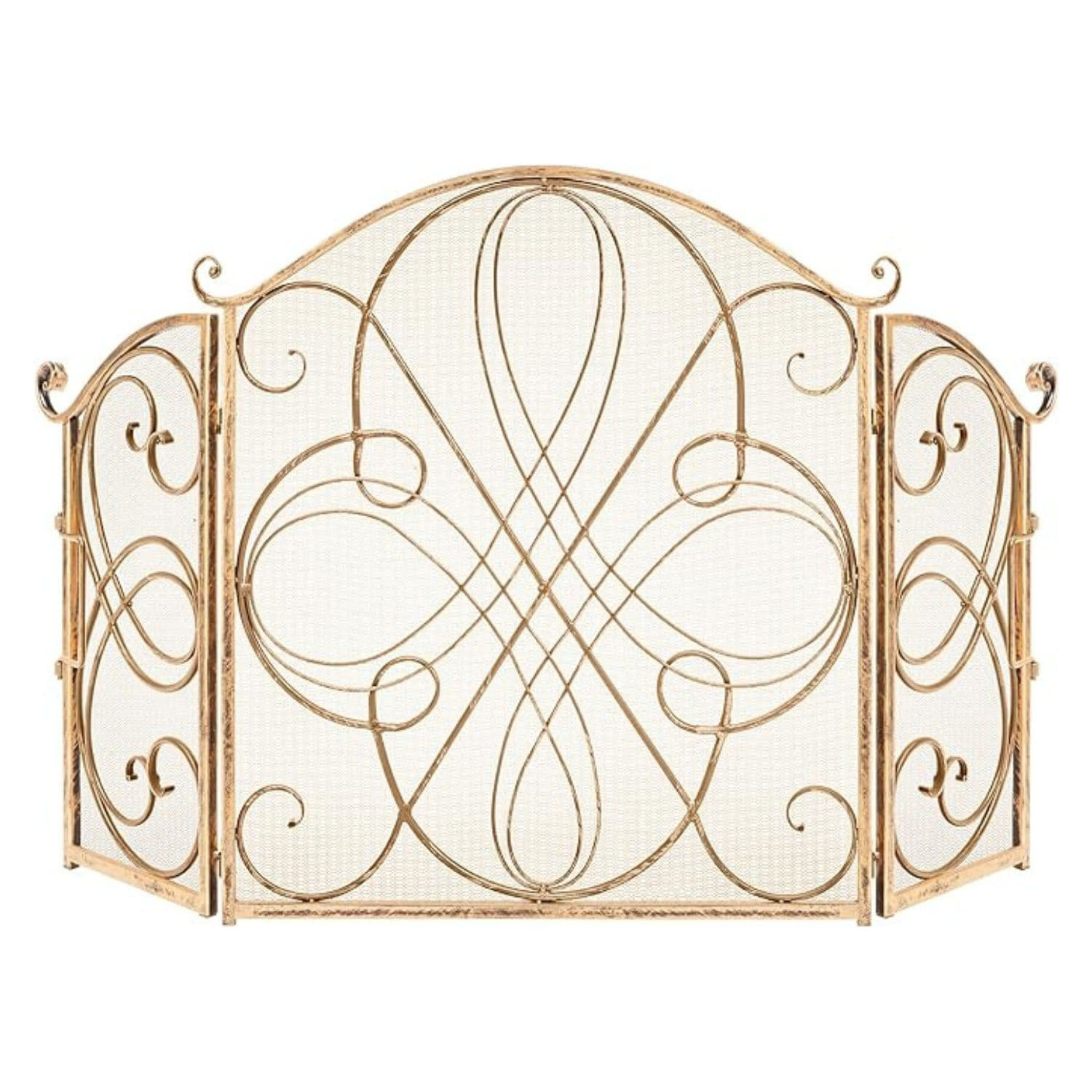 Rosdorf Park 55x33in 3-Panel Solid Wrought Iron Fireplace Screen | Wayfair