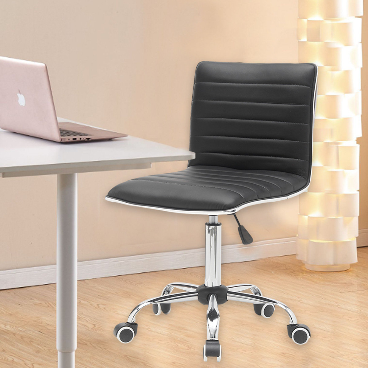 Greenspring Velvet Office Chair Contemporary Armless Desk Chair ...