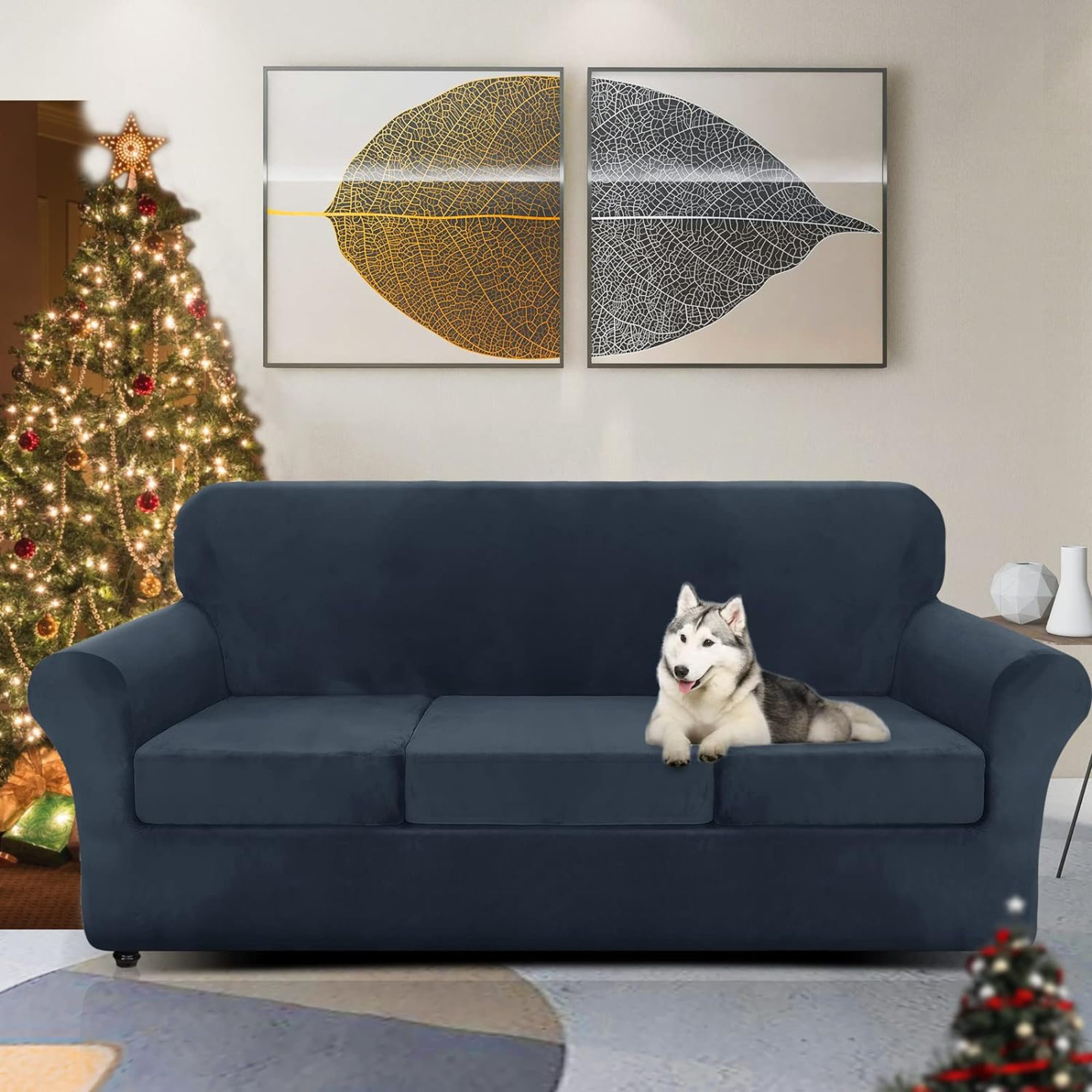 Mercer41 Velvet Anti Slip Box Cushion Sofa Slipcover | Wayfair