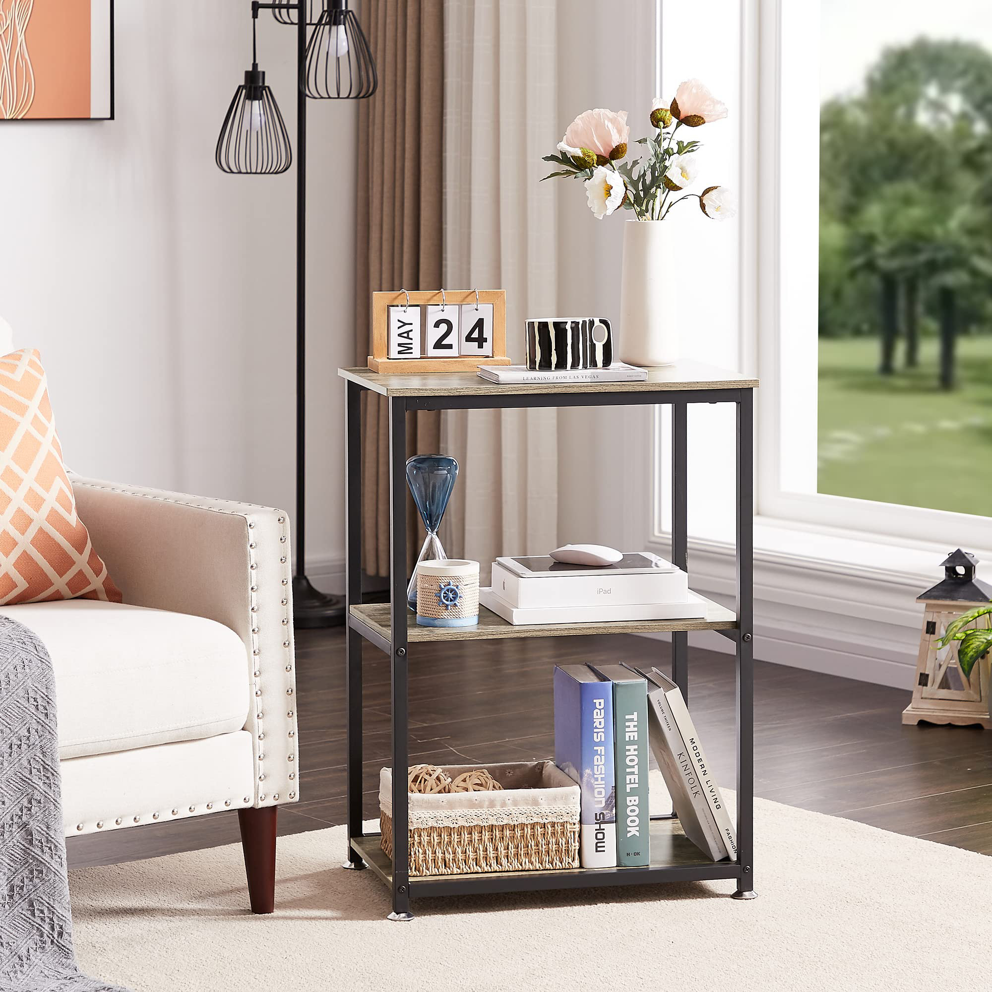 17 Stories Tall End Side Table,30" Height Nightstand With 3-Tier ...