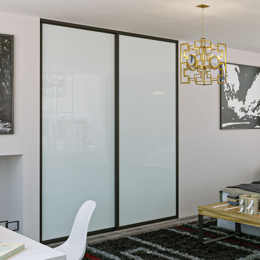Doors22 3 Panel Milky Glass Sliding Closet Doors - Aluminum Frame with ...