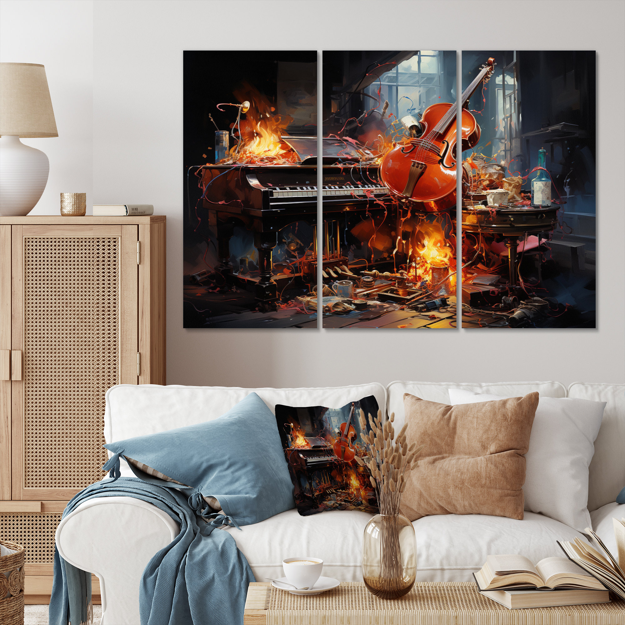 Design Art Orange Black Fire Jazz Tools Music - Music Metal Wall Decor ...