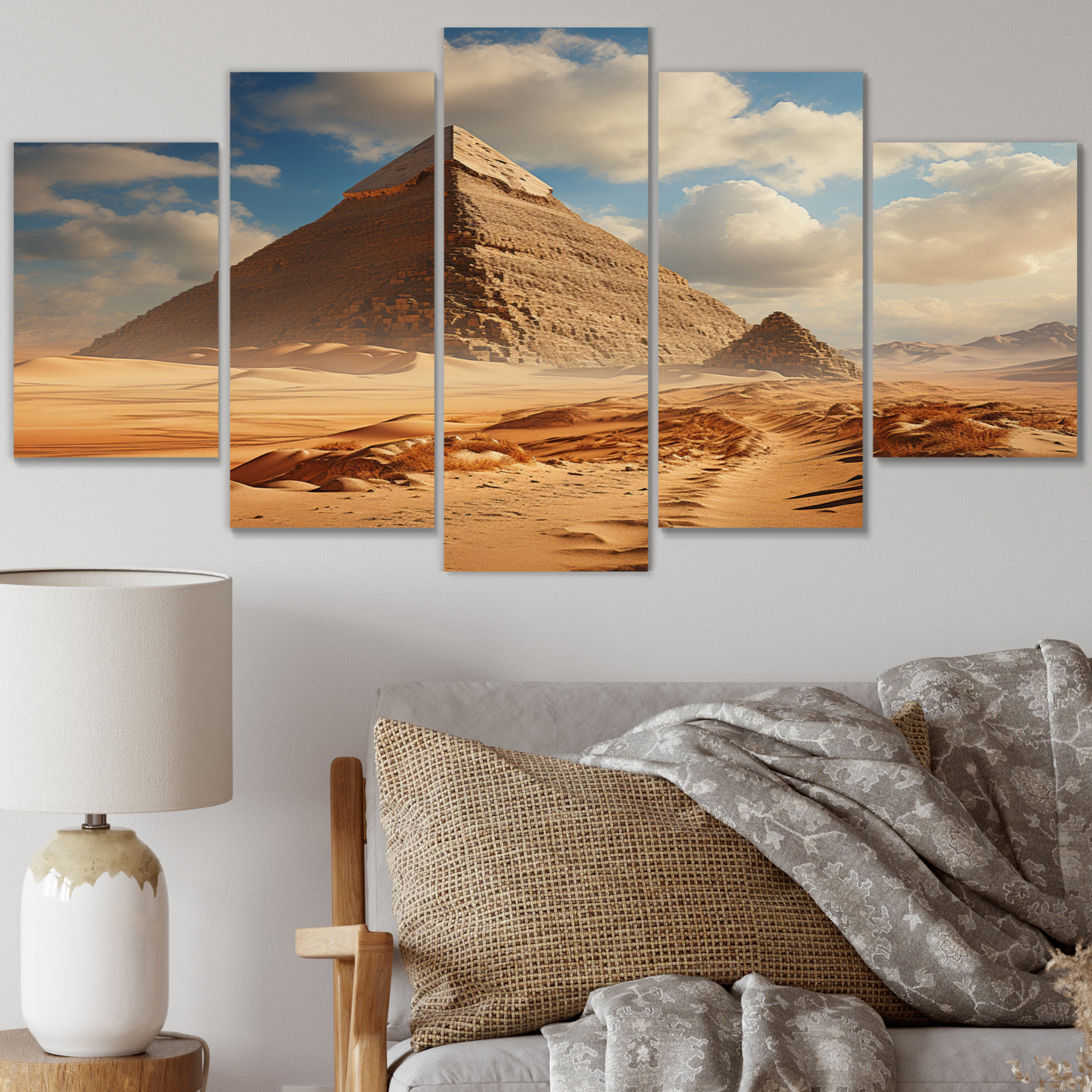 Millwood Pines Pyramid Ethereal Sands - Egypt Canvas Print - 5 Panels ...