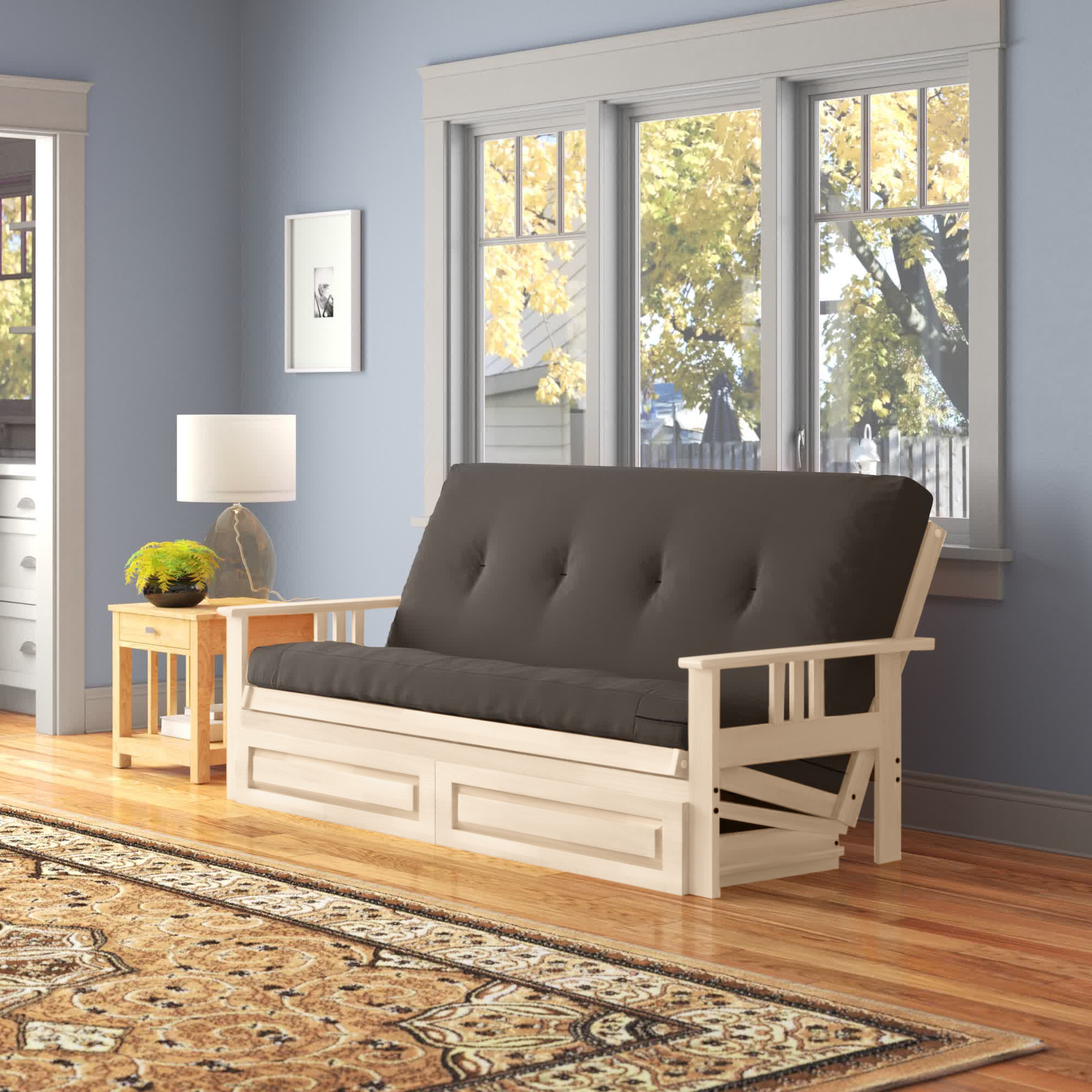 The Twillery Co.® Stratford Full Futon Frame Includes Storage Drawers ...