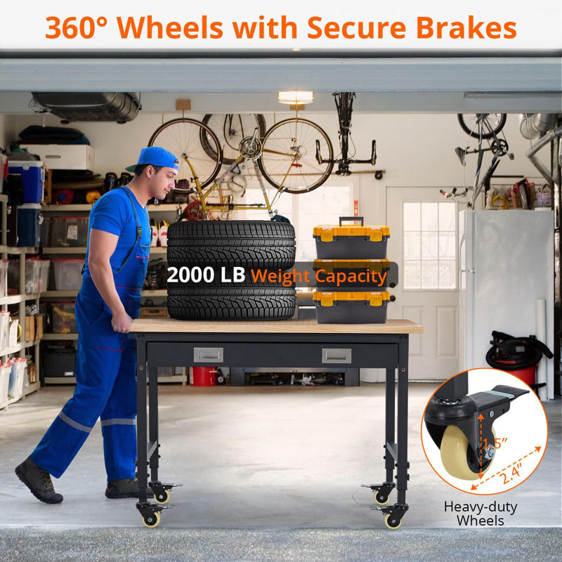 WFX Utility™ 48'' W Manufactured Wood Top Height-Adjustable Workbench ...