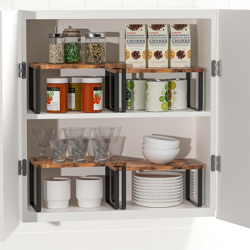 17 Stories Set Of 4 Counter Shelves Kitchen Stackable Cabinet Shelf ...