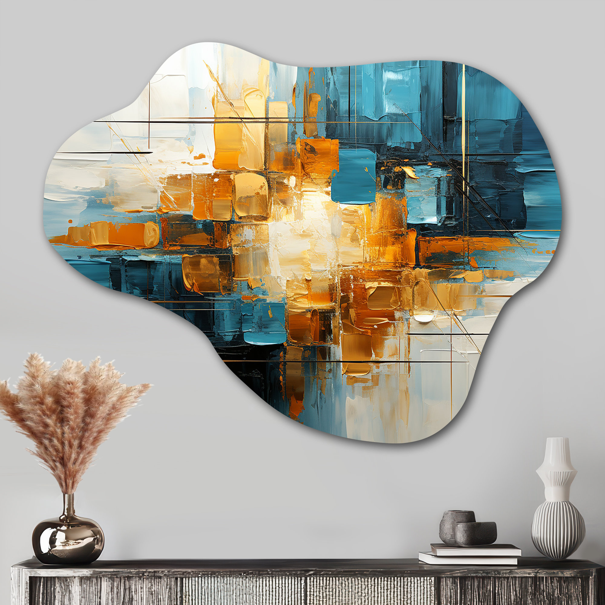 Design Art Gold Teal Abstract Fractal Collage Reflections II - Cloud ...