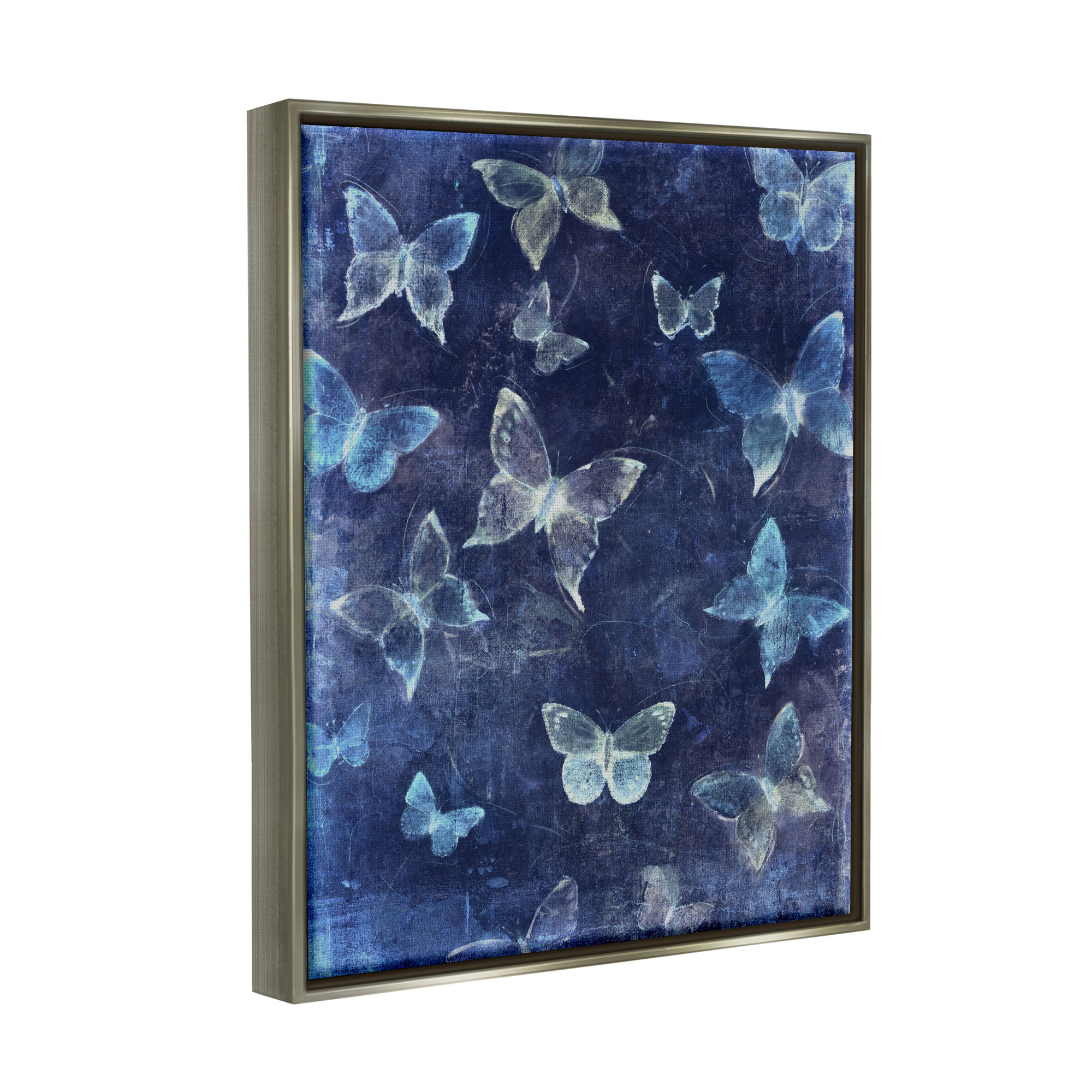 Stupell Industries Blue Modern Butterflies Framed Giclee Art Design By ...