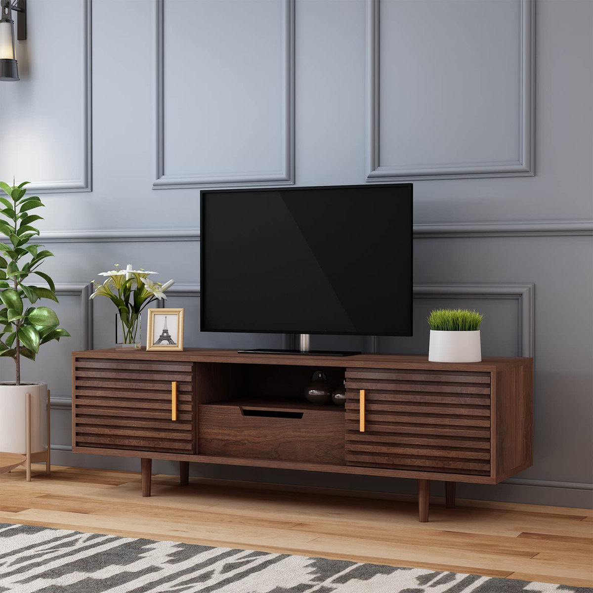 Mercer41 Naryia 59'' Media Console, Mid-Century Modern TV Stand with ...