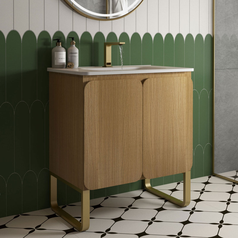 Wrought Studio™ 30" Modern Single Bathroom Vanity with Ceramic Top ...