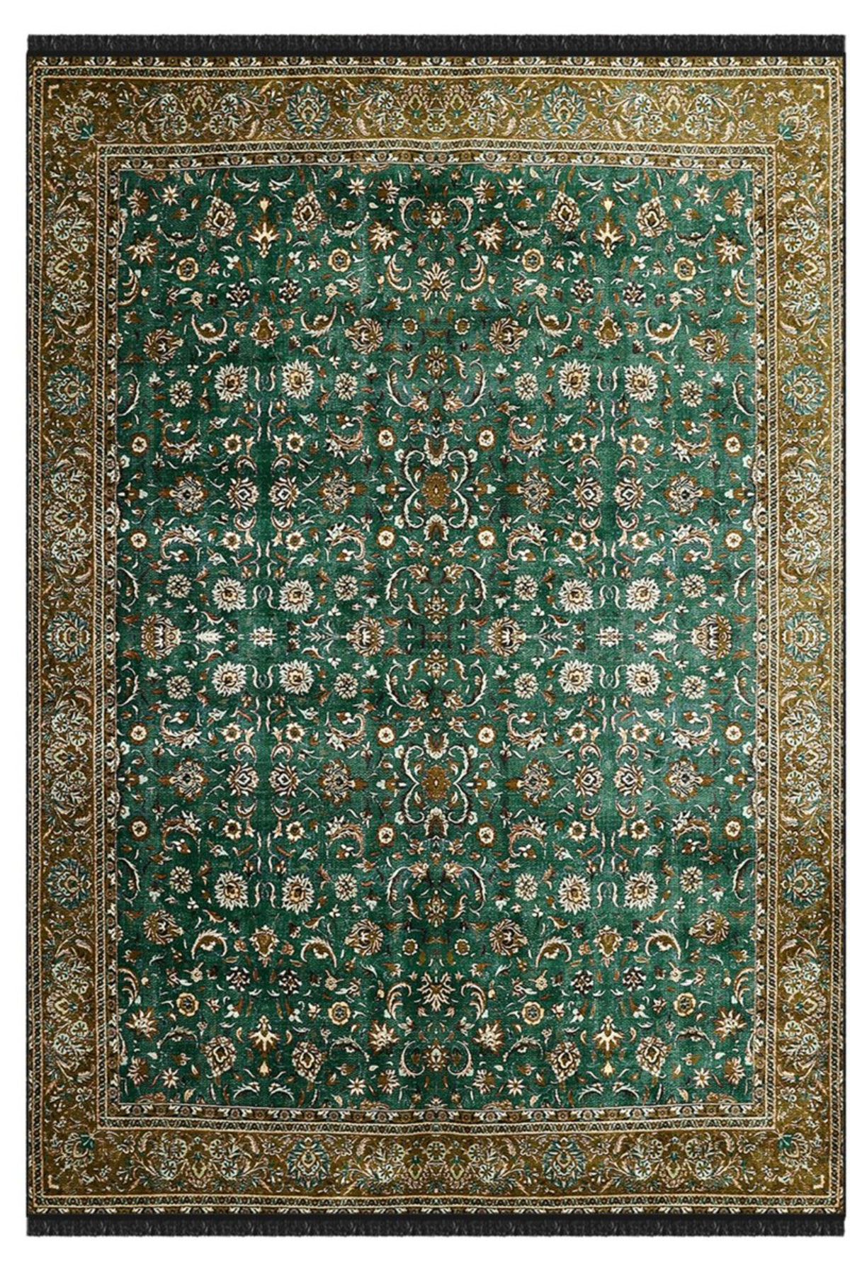 Rugpera Cozine Brown And Green Color Floral Design Carpet Machine Woven ...