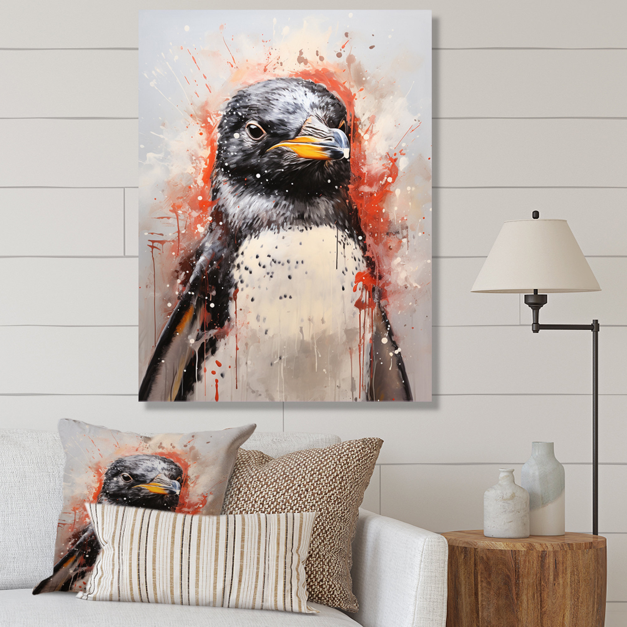 Red Barrel Studio® Nuccia Cream Penguin Drips Portrait - Print | Wayfair