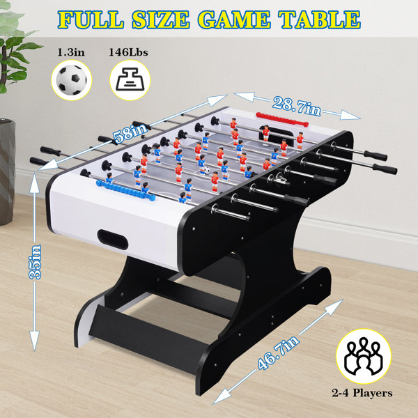RayChee 58" Foosball Table, Soccer Game Tables with 2 Balls | Wayfair