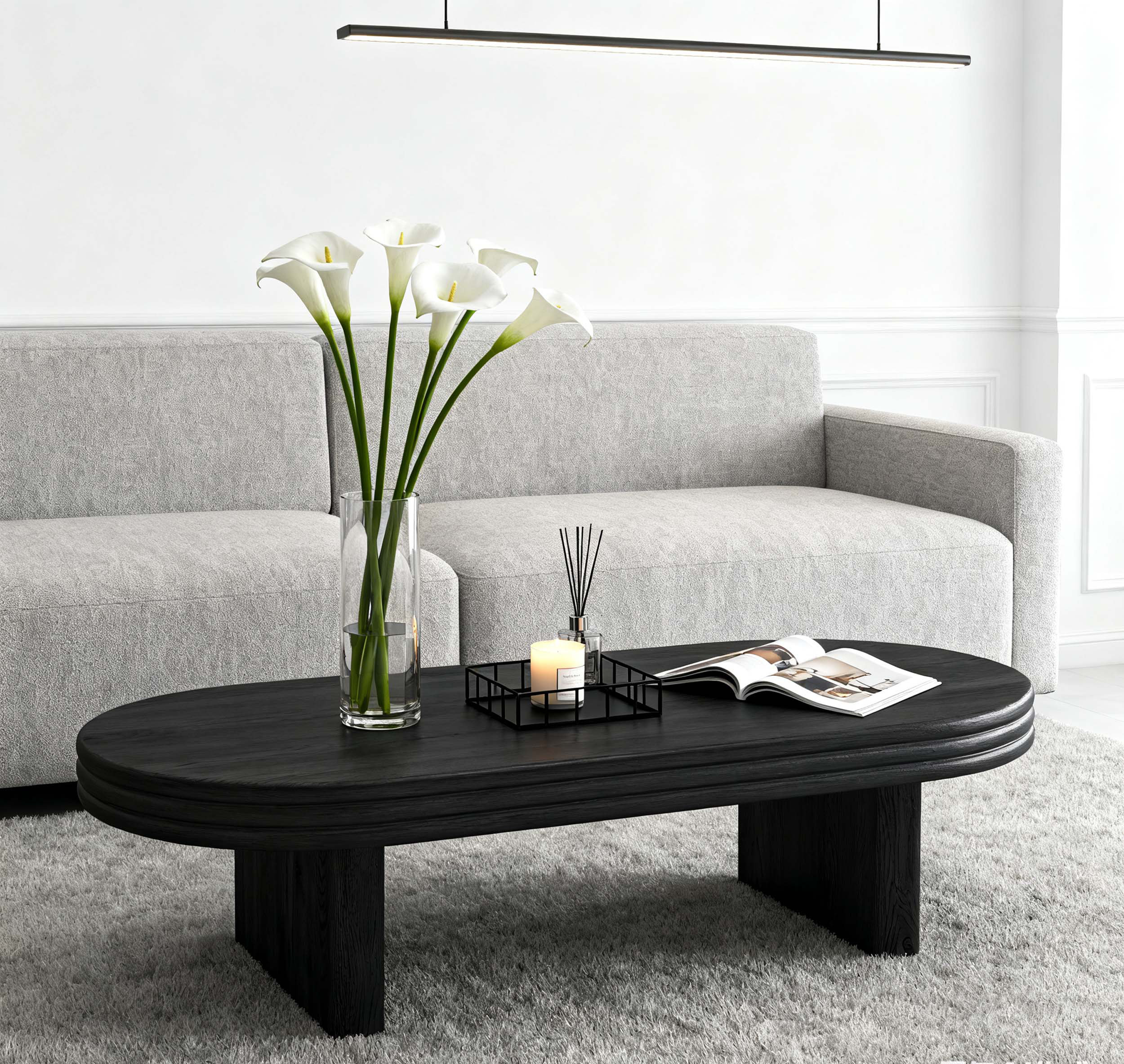 Ebern Designs Mid Century Modern Oval Fluted Coffee Table, Farmhouse ...