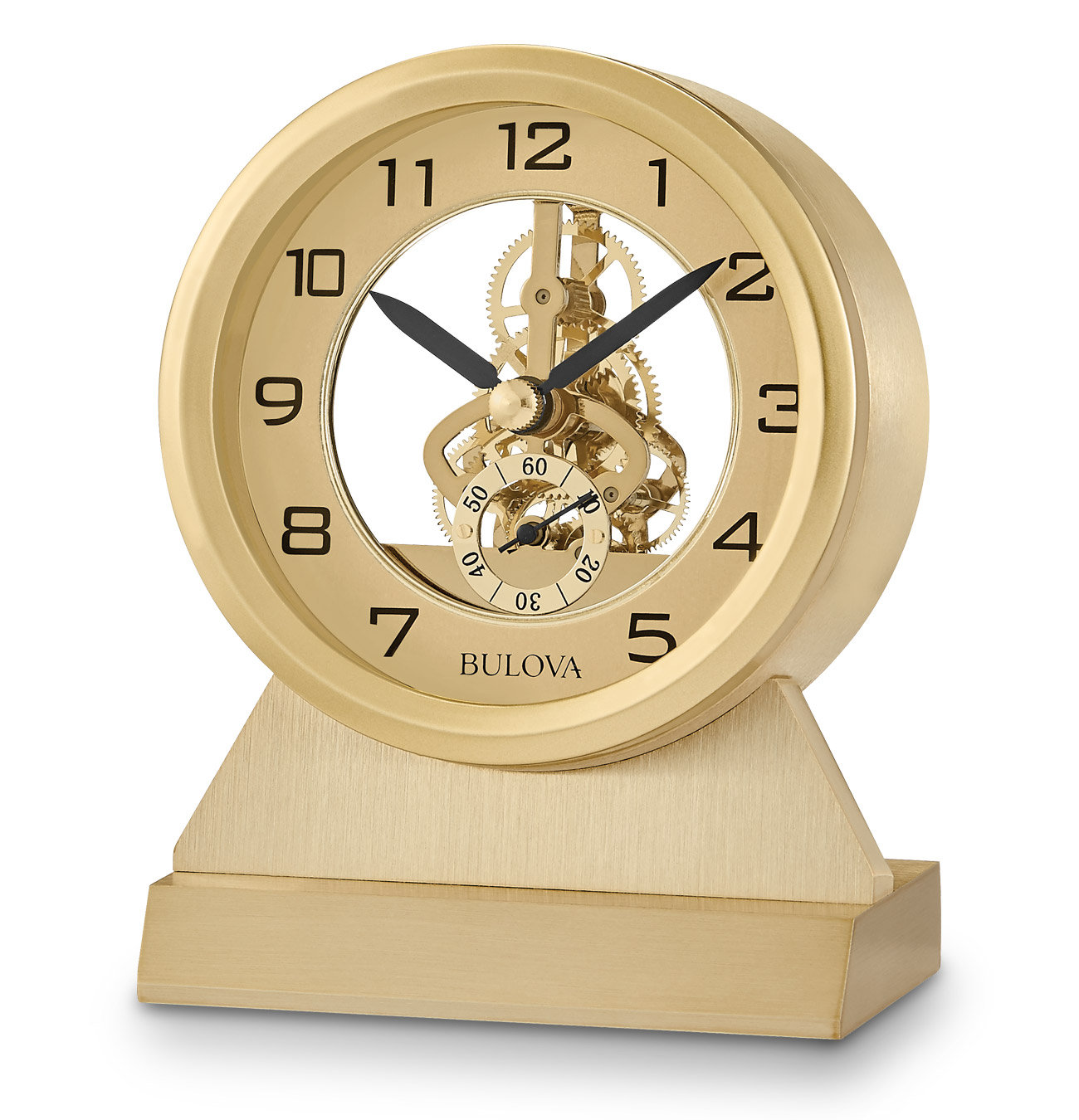 Bulova Modern Analog Metal Quartz Tabletop Clock in Brass/White | Wayfair