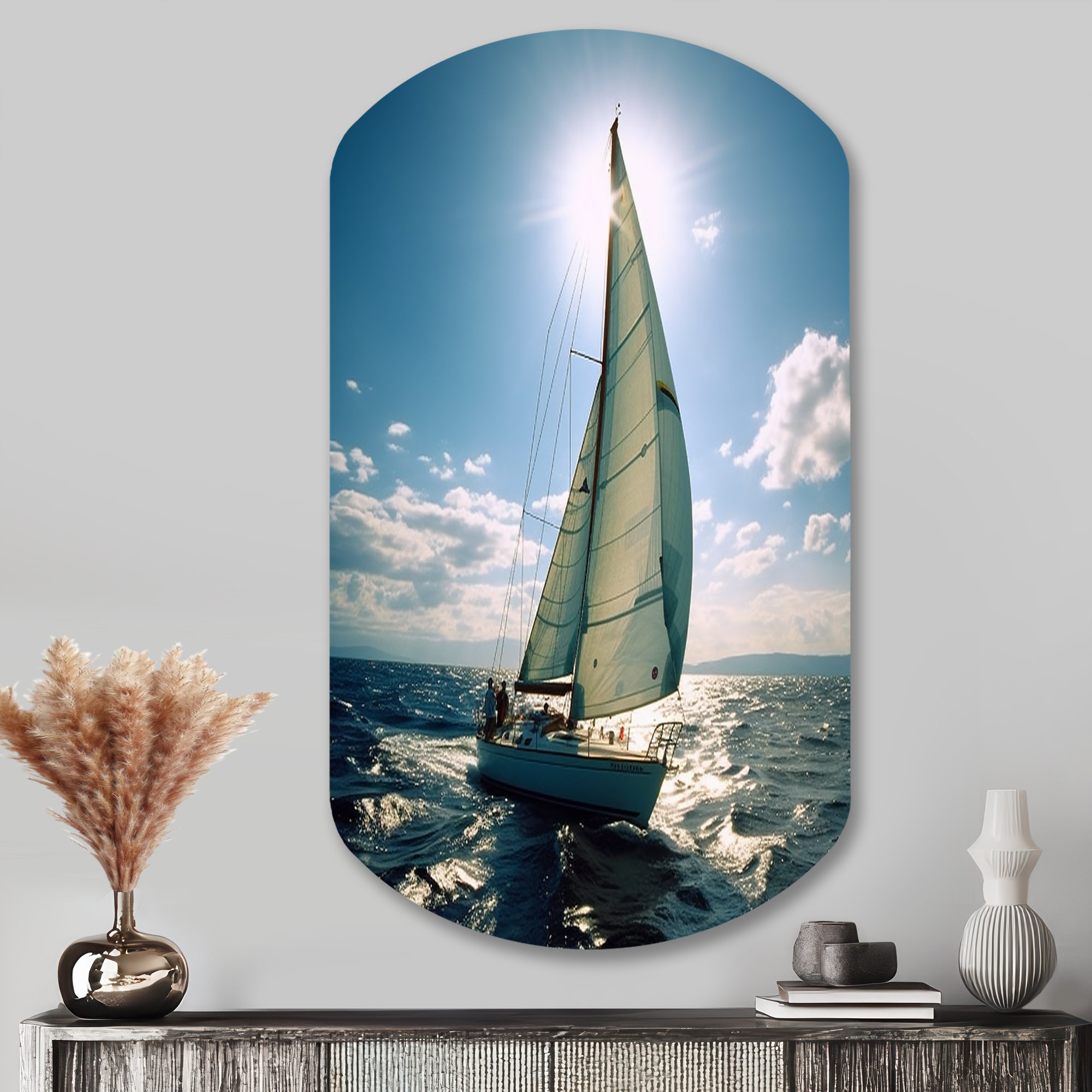 Design Art Sailing Boat Solitude Photo II - Sailing Cylinder Shape ...