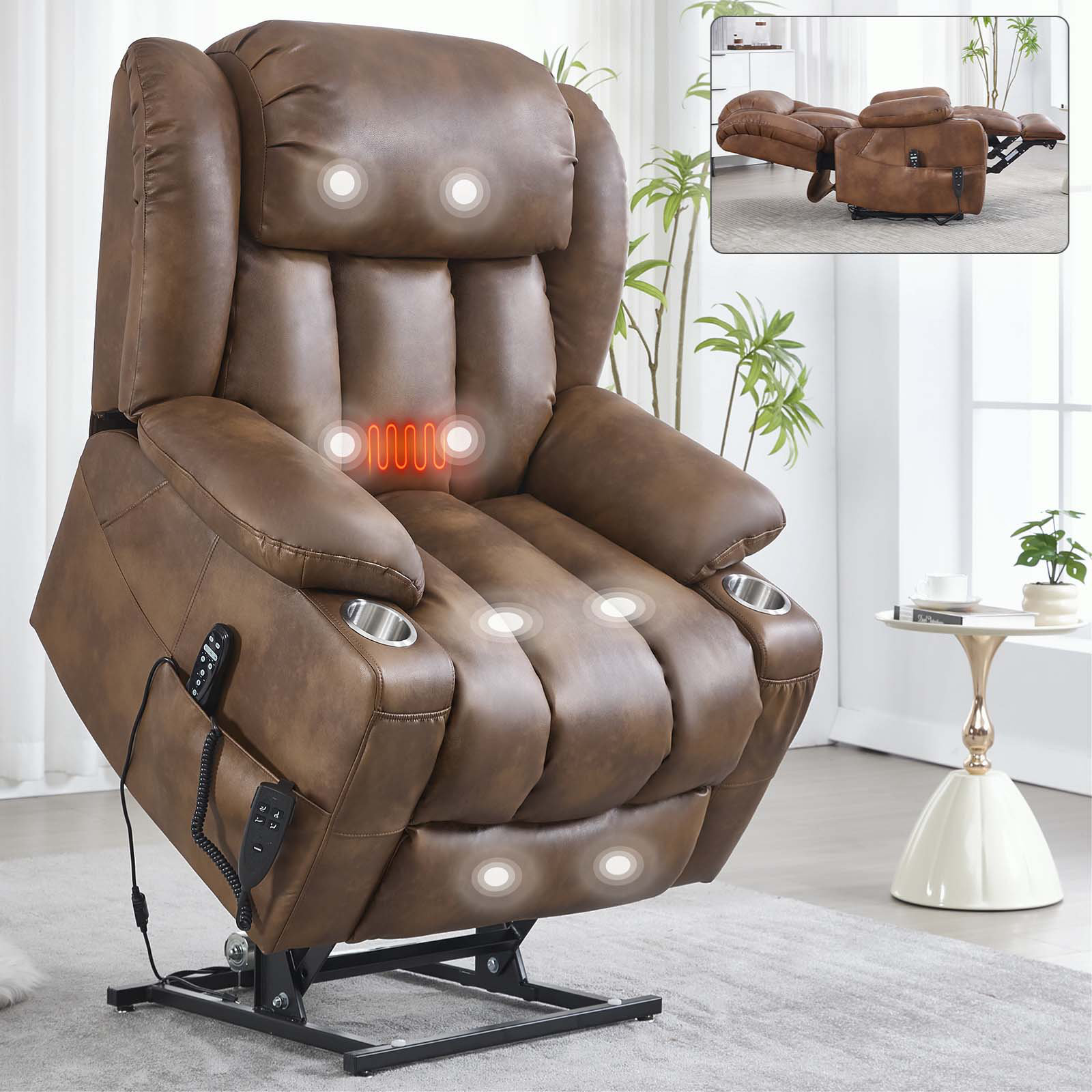 Latitude Run® Position Up to 350 LBS Leatheraire Power Lift Recliner ...