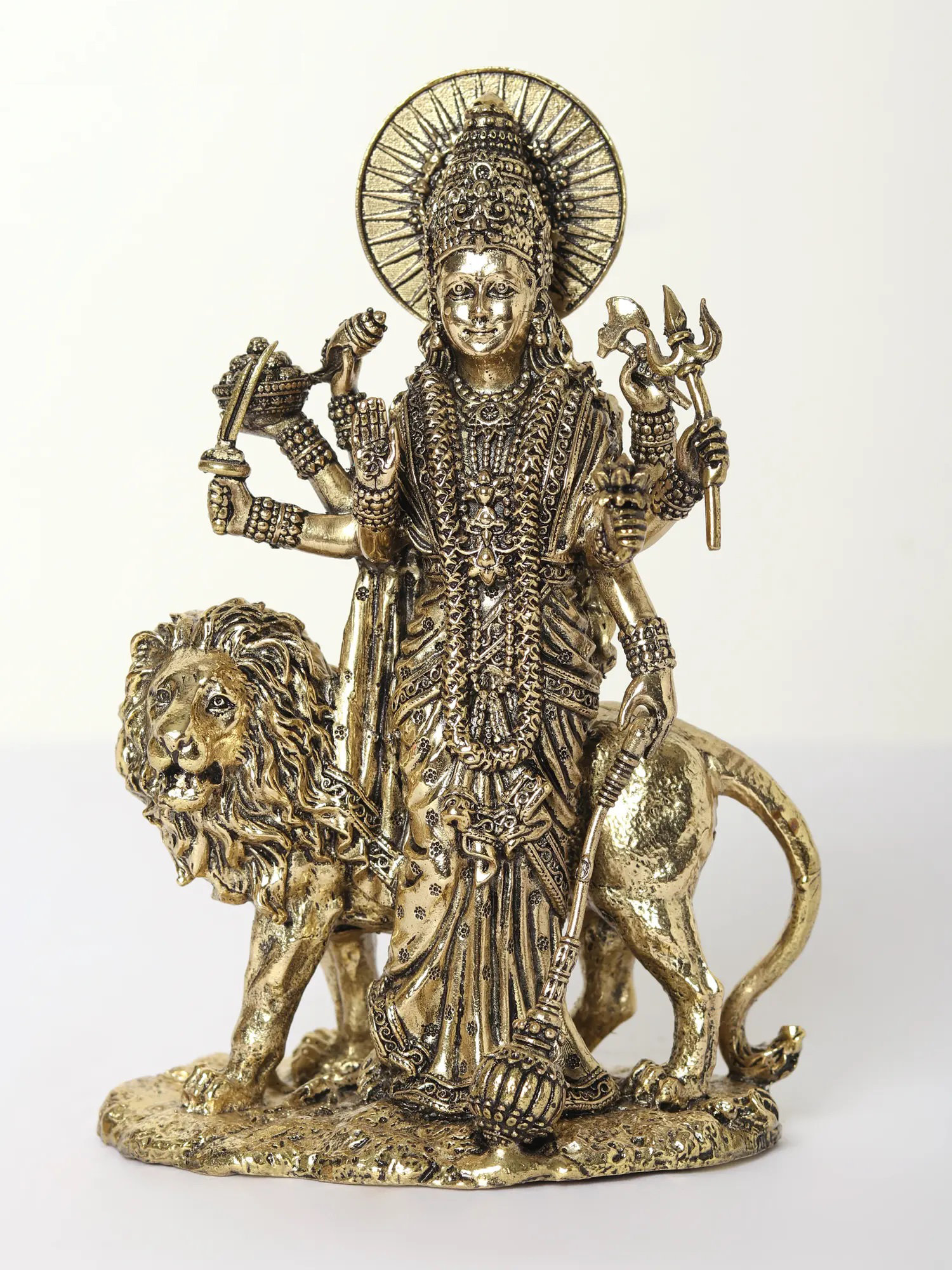 Exotic India Small Superfine Eight Armed Standing Sherawali Maa Brass ...
