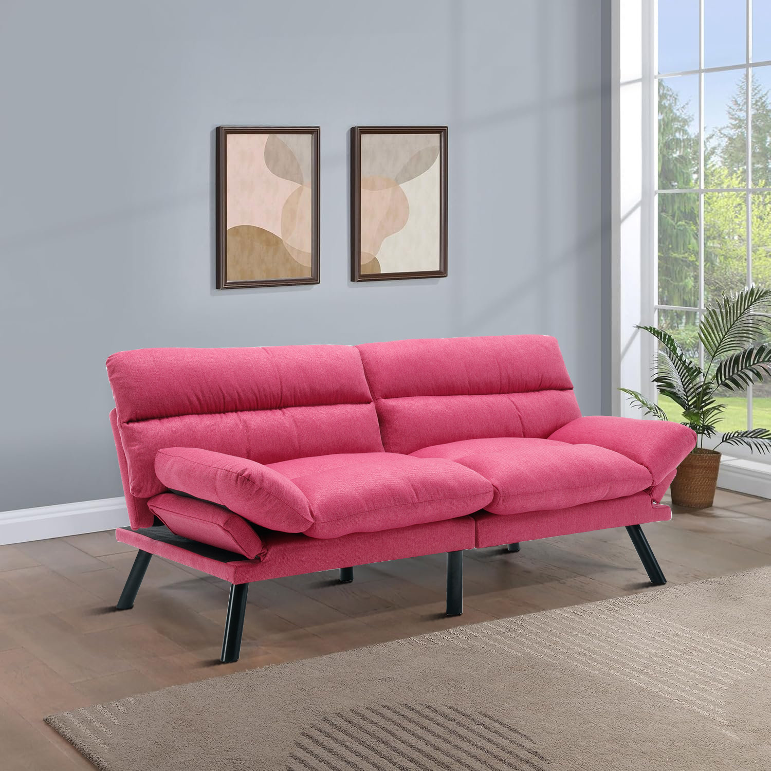 George Oliver Modern style sofa futon with adjustable backrest and ...