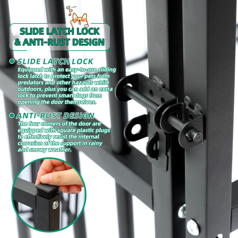 Vivijason Outdoor Dog Kennel, Heavy Duty Metal Frame Fence Dog Cage ...