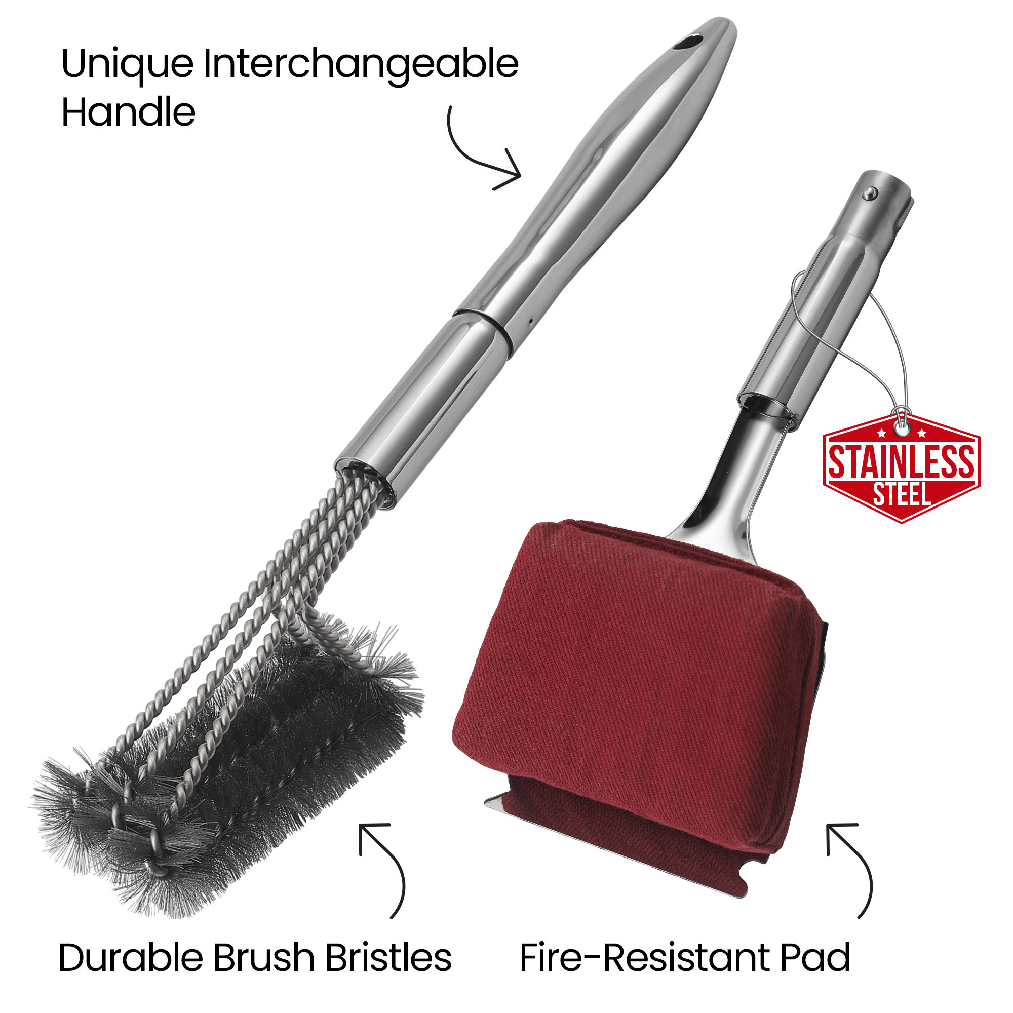 Gourmet Easy Stainless Steel Grill Brush Cleaning Kit, Grilling ...