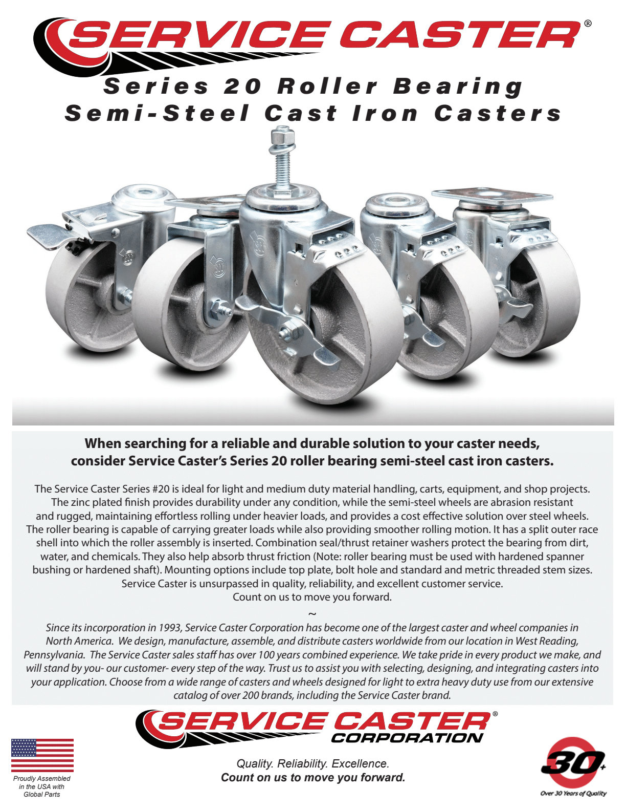 Service Caster Semi Steel Wheel Swivel Expanding Stem Caster Set 2 ...