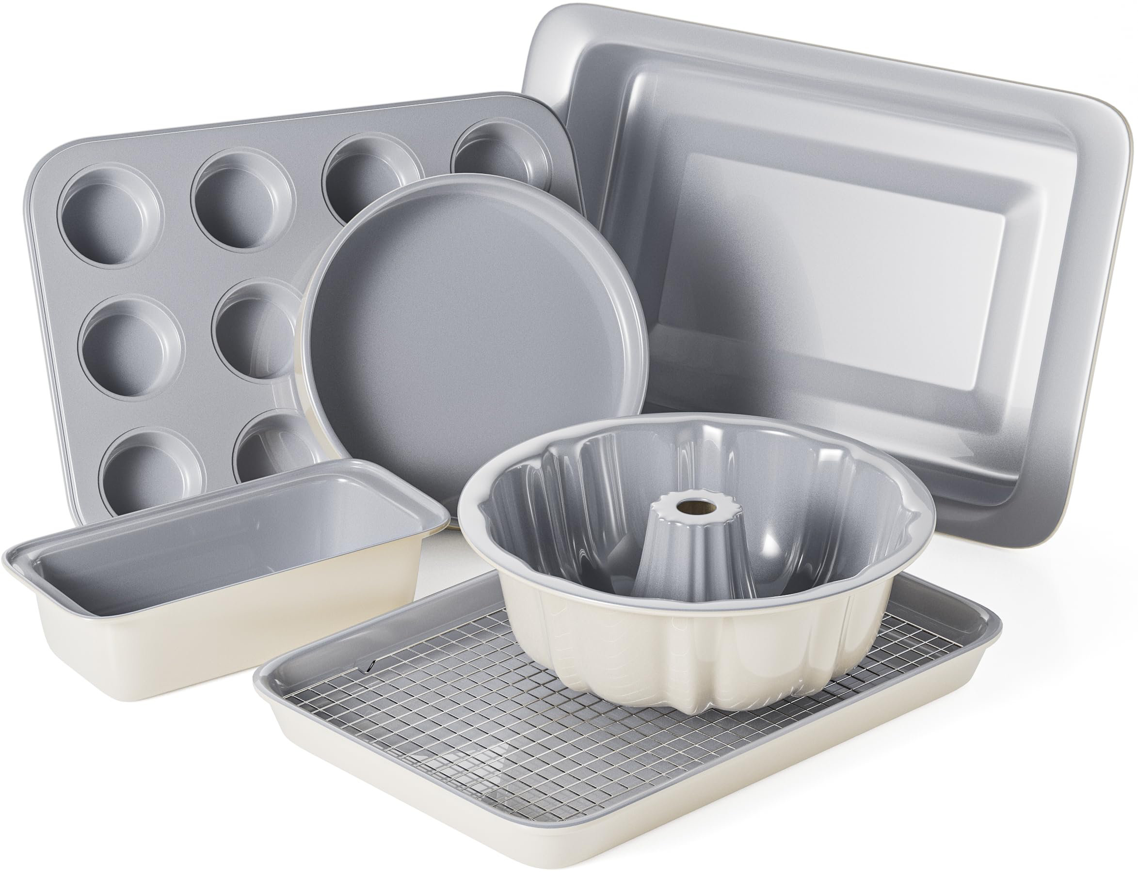 shuoli Ceramic Baking Pans Set - 7 PCS Nonstick Bakeware Sets Baking ...