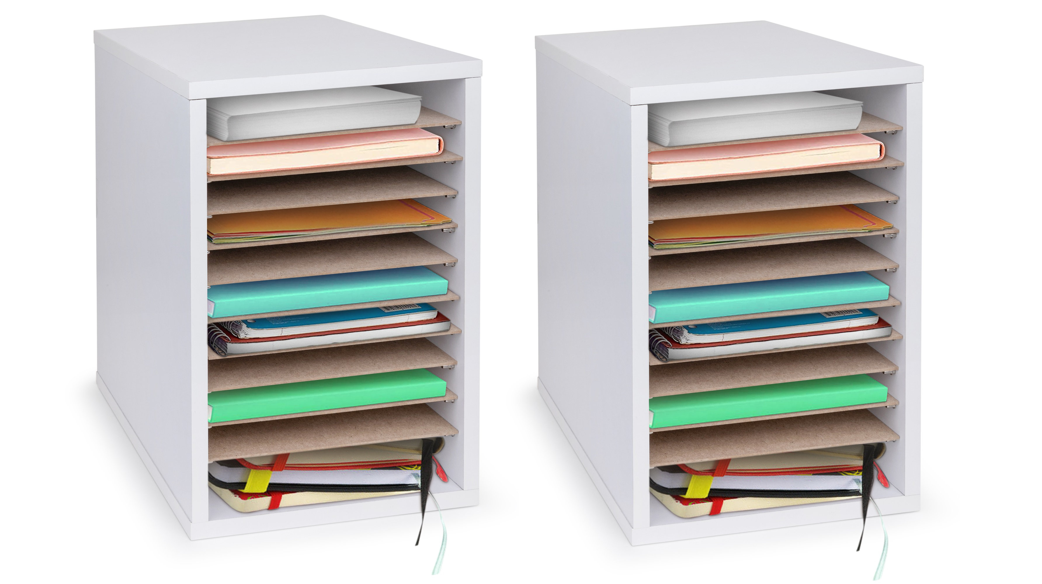 AdirOffice 11-Compartment Wood Vertical Paper Sorter Literature File ...