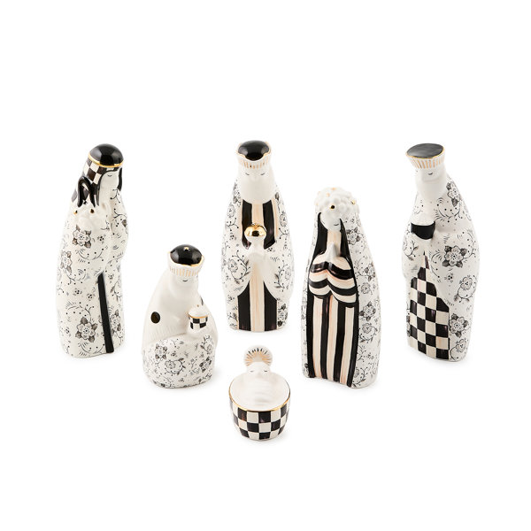 MacKenzie-Childs Courtly Noel Ceramic Nativity, Set of 6 | Wayfair