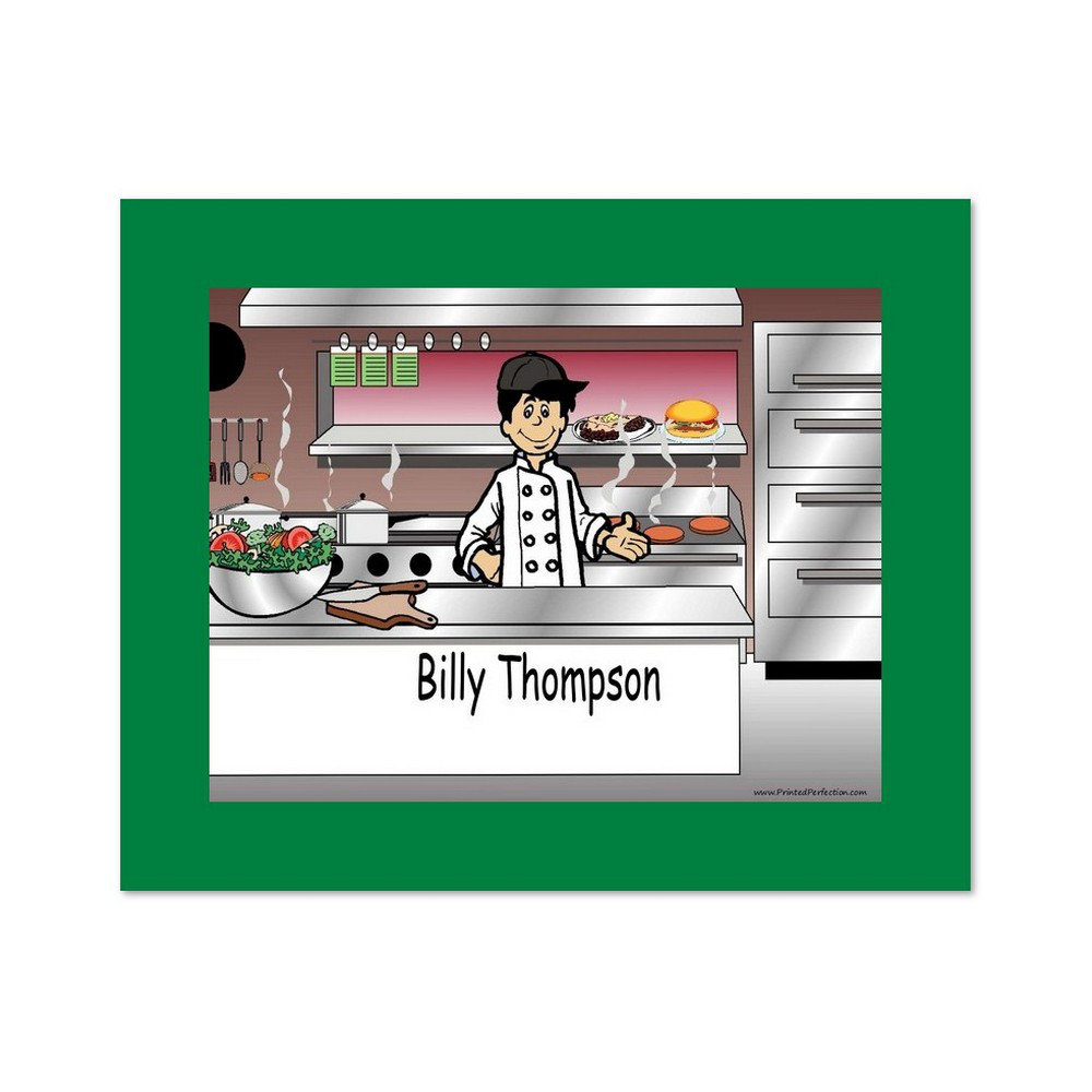 Printed Perfection Personalized Chef, Cook Male Cartoon Caricature with ...