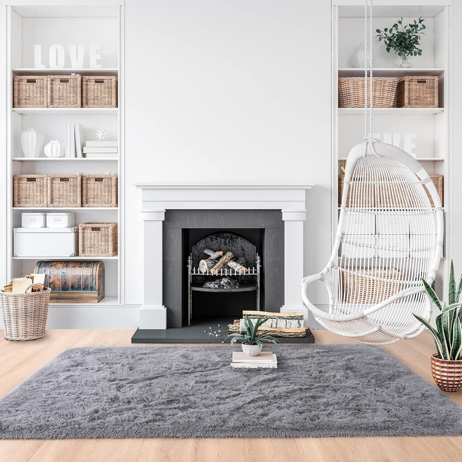 Mercer41 Fluffy Grey Rugs for Bedroom 3x5 | Wayfair