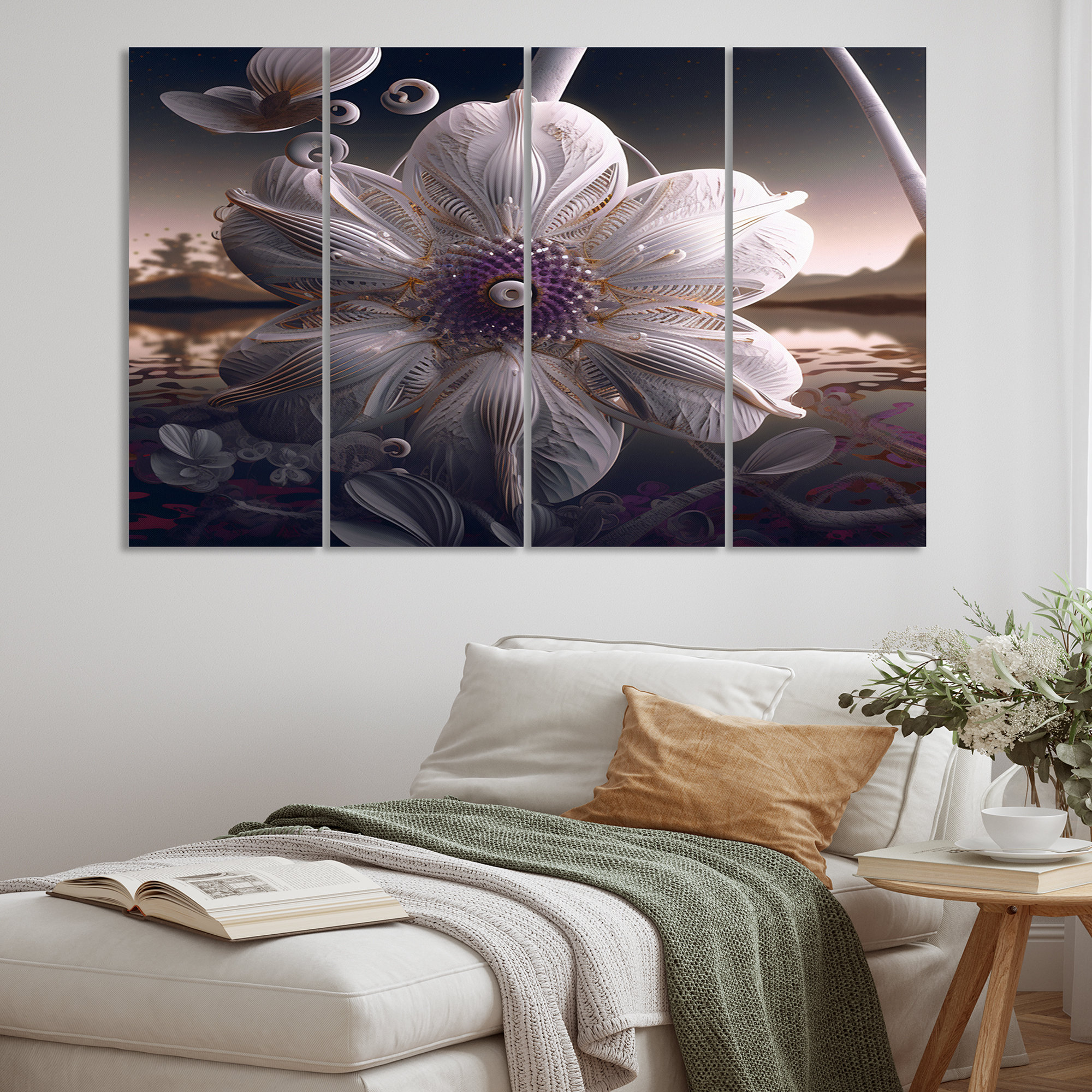 Design Art Magical White Magnolia At Dawn - Flowers Canvas Print - 4 ...