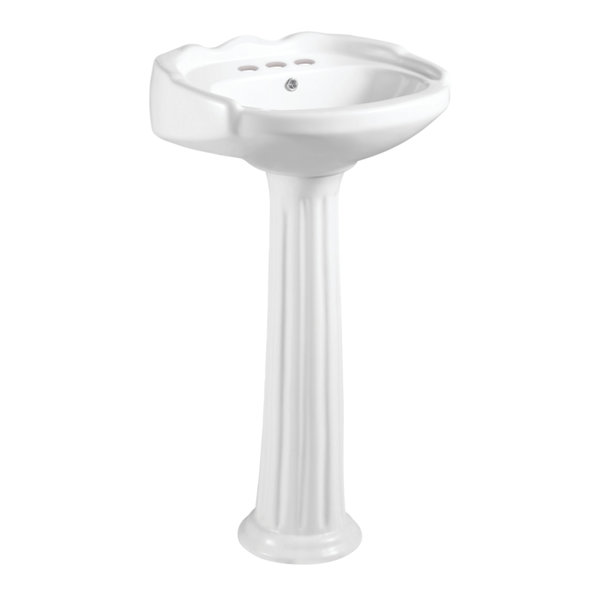Kingston Brass Stuart 20-Inch Ceramic Pedestal Sink (4-Inch, 3 Hole ...