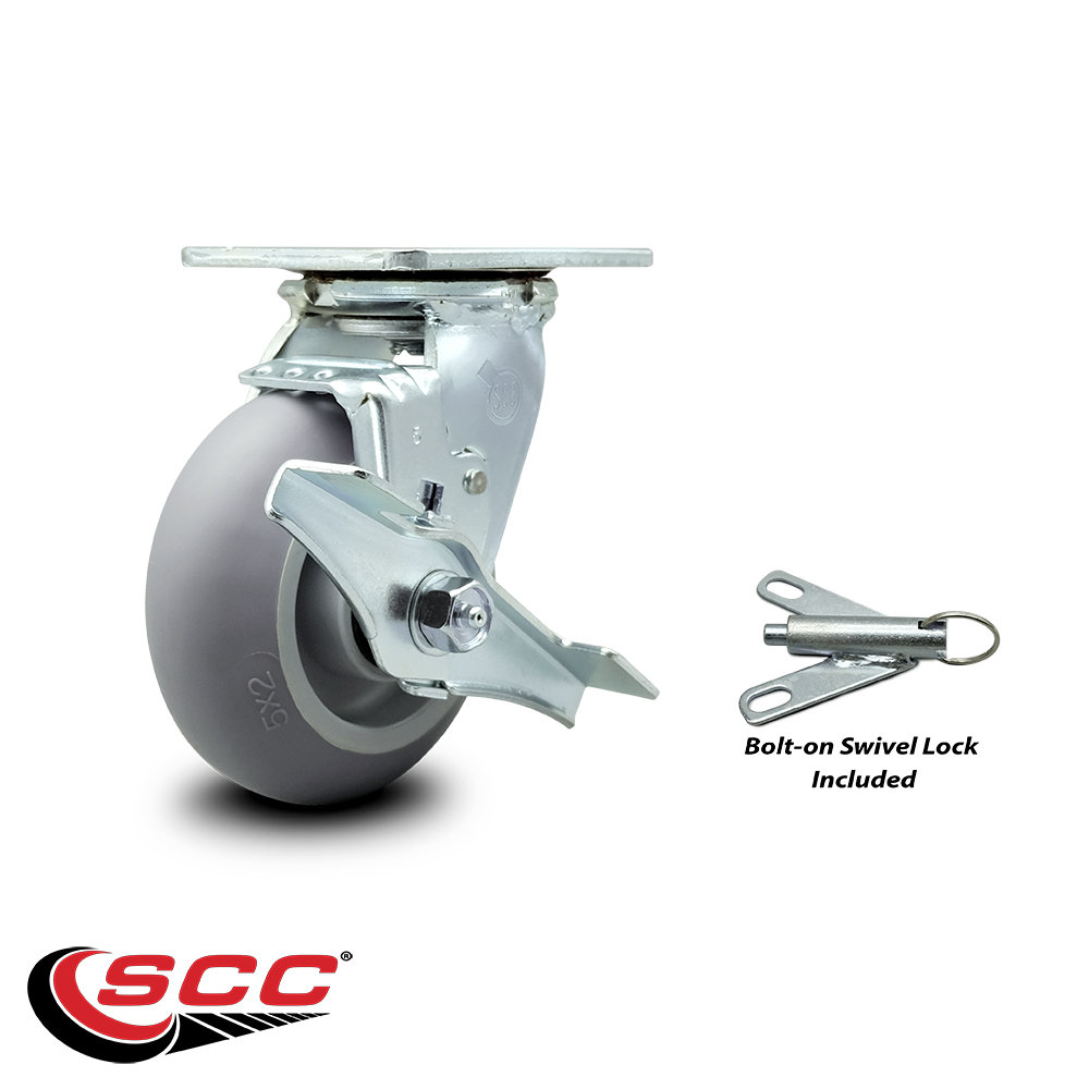 Service Caster 5 Inch Thermoplastic Rubber Caster with Roller Bearing ...