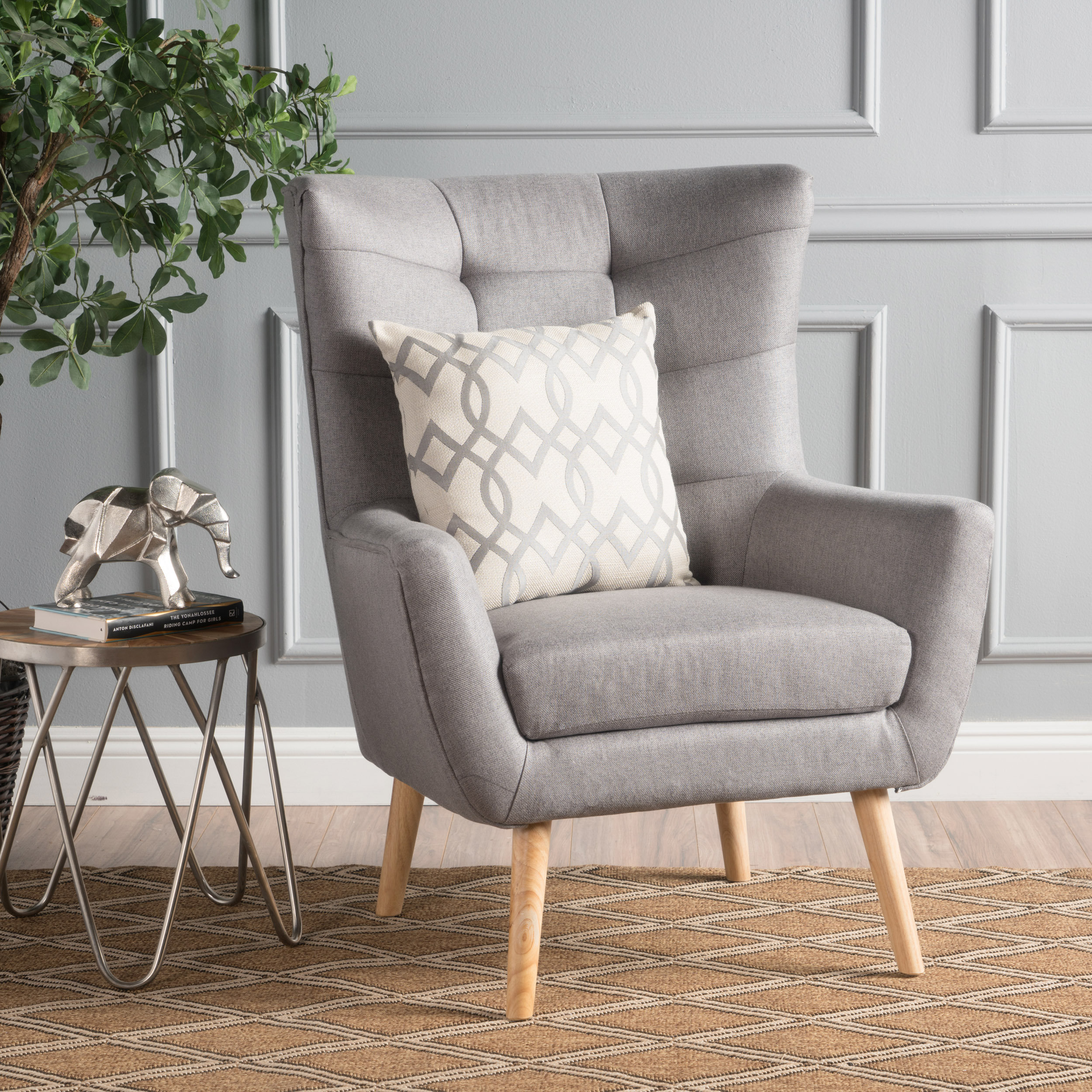 Viv + Rae Buchholz 31.75" Wide Tufted Polyester Wingback Chair ...