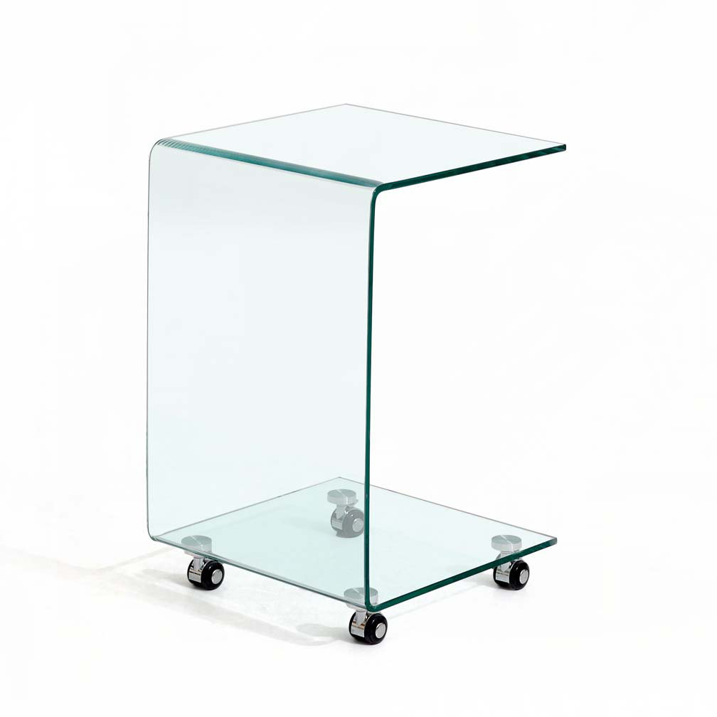 Ivy Bronx C-shaped Glass End Table | Wayfair