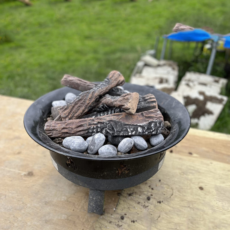 Loon Peak® 10 Piece Large Faux Firepit Logs Stackable Wood Logs ...