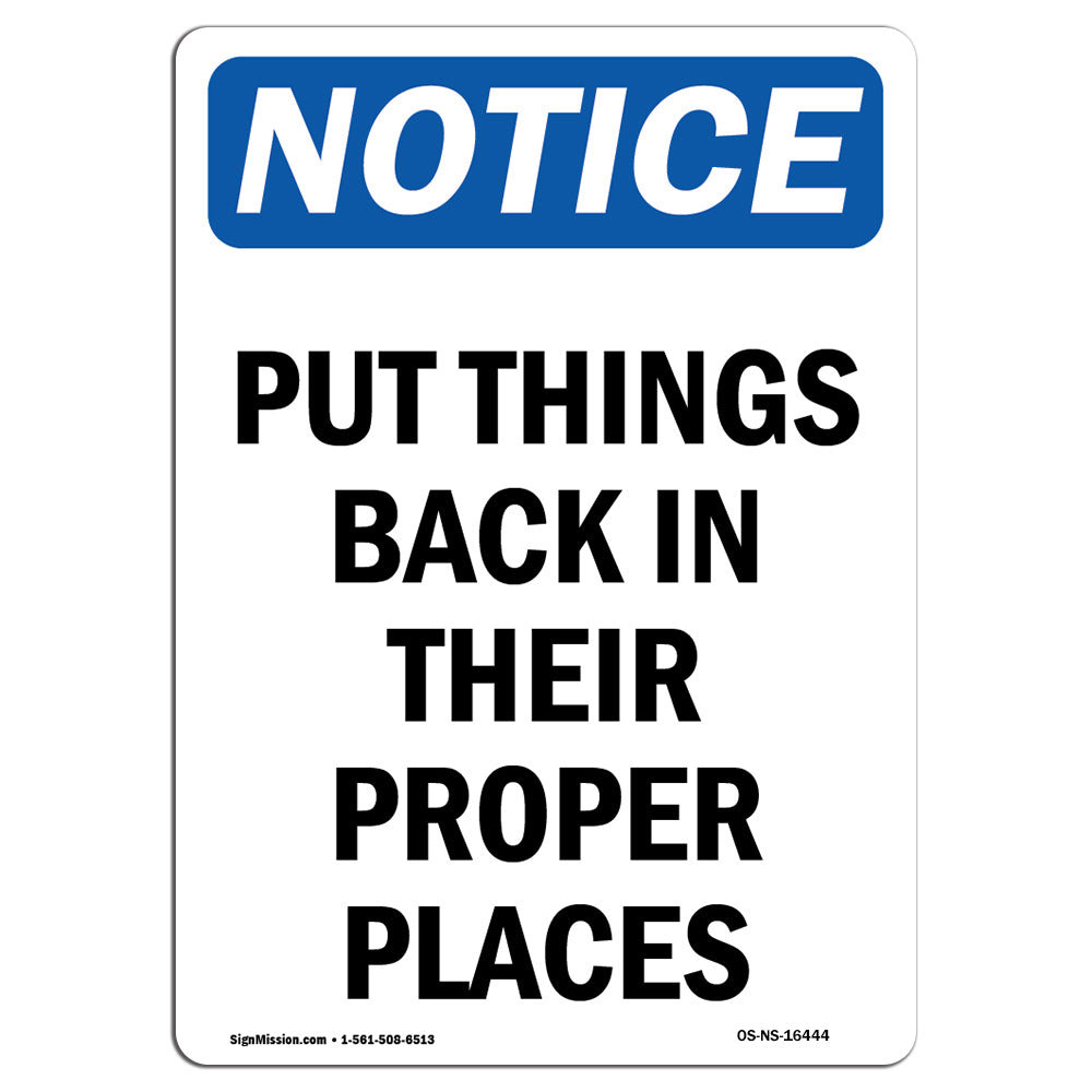 SignMission Put Things Back Sign | Wayfair