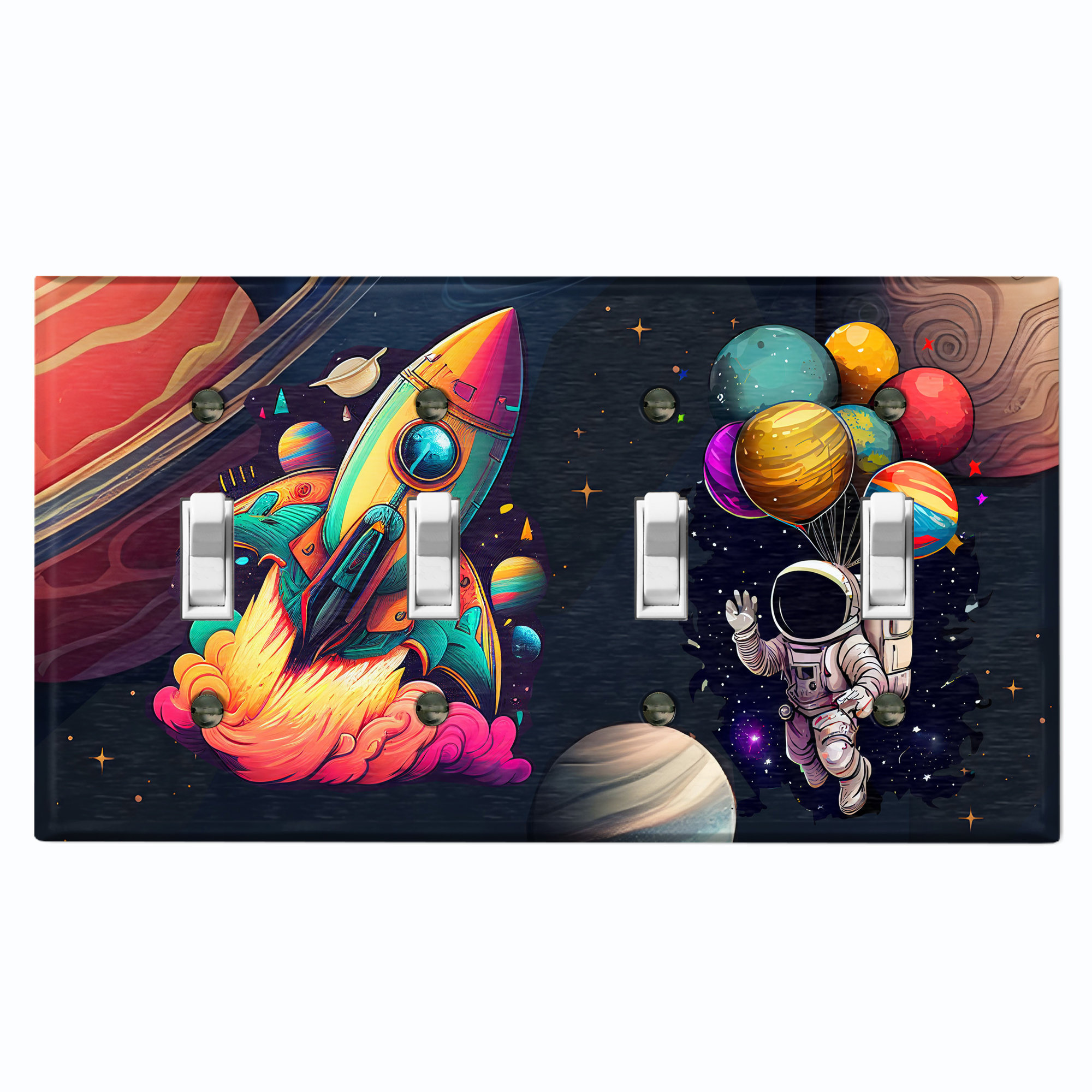WorldAcc Animated Astronaut Space Ship 4-Gang Toggle Light Switch Wall ...