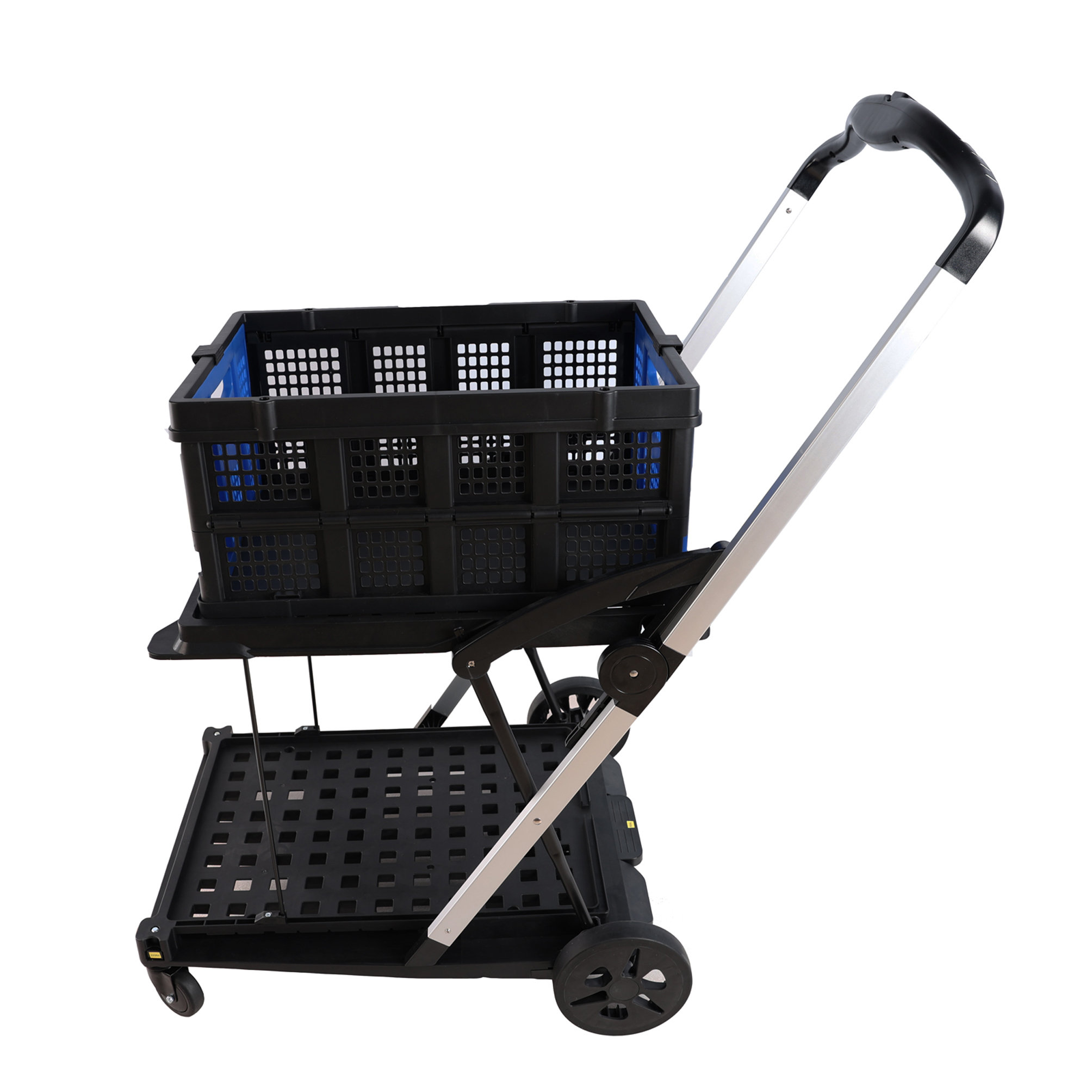 LUTINMUE Folding Service Cart With Wheels Double-Decker, Shopping ...