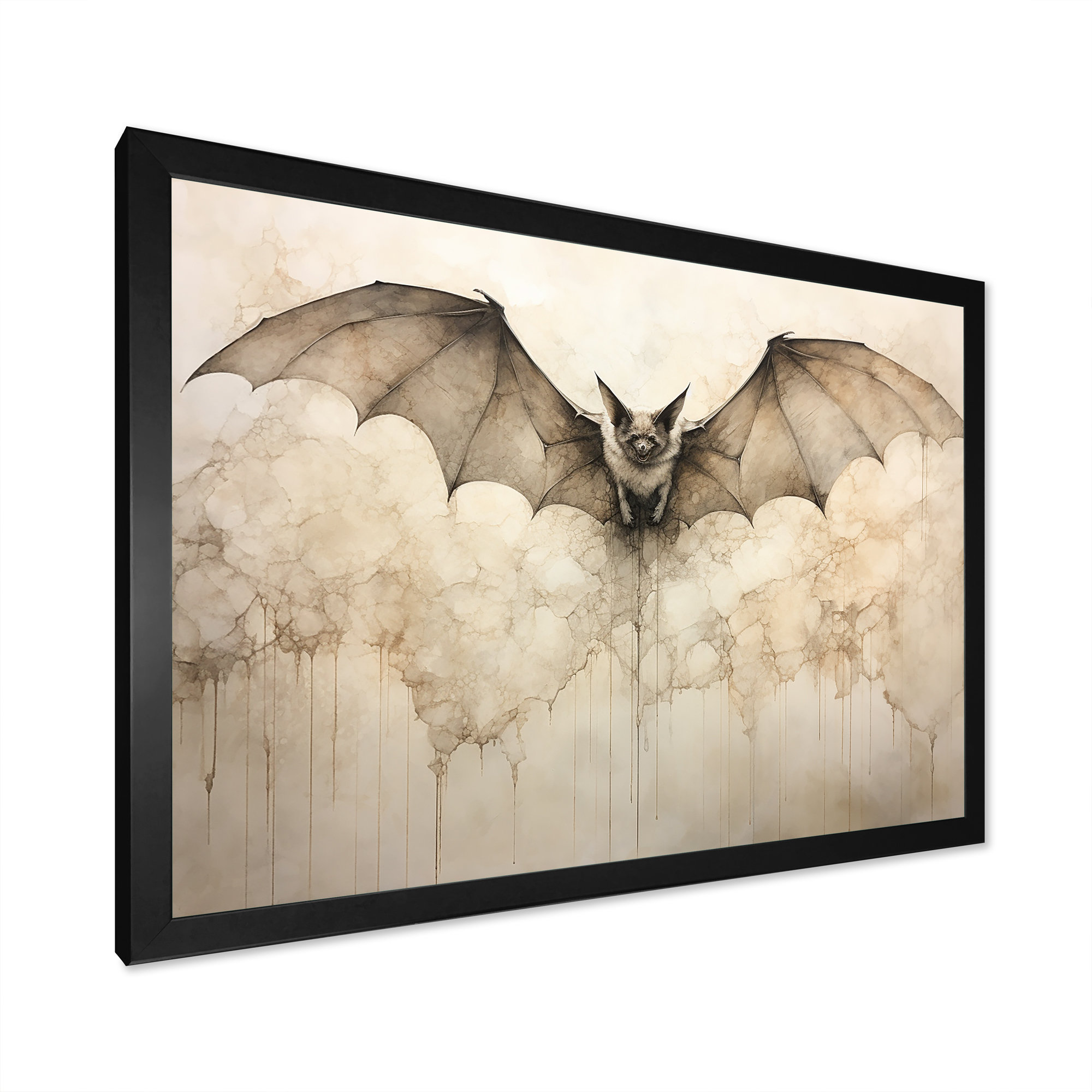 Winston Porter Beige Bat Open Wings On Canvas Print | Wayfair