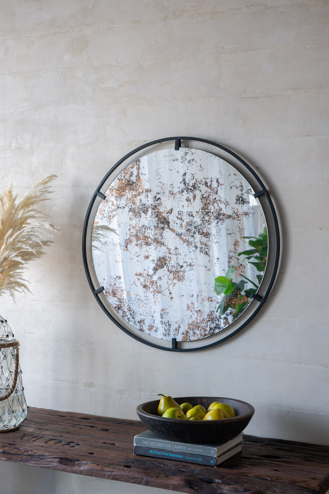 Astoria Grand Gutha Mirror With Industrial Design Round Mirror For Wall ...