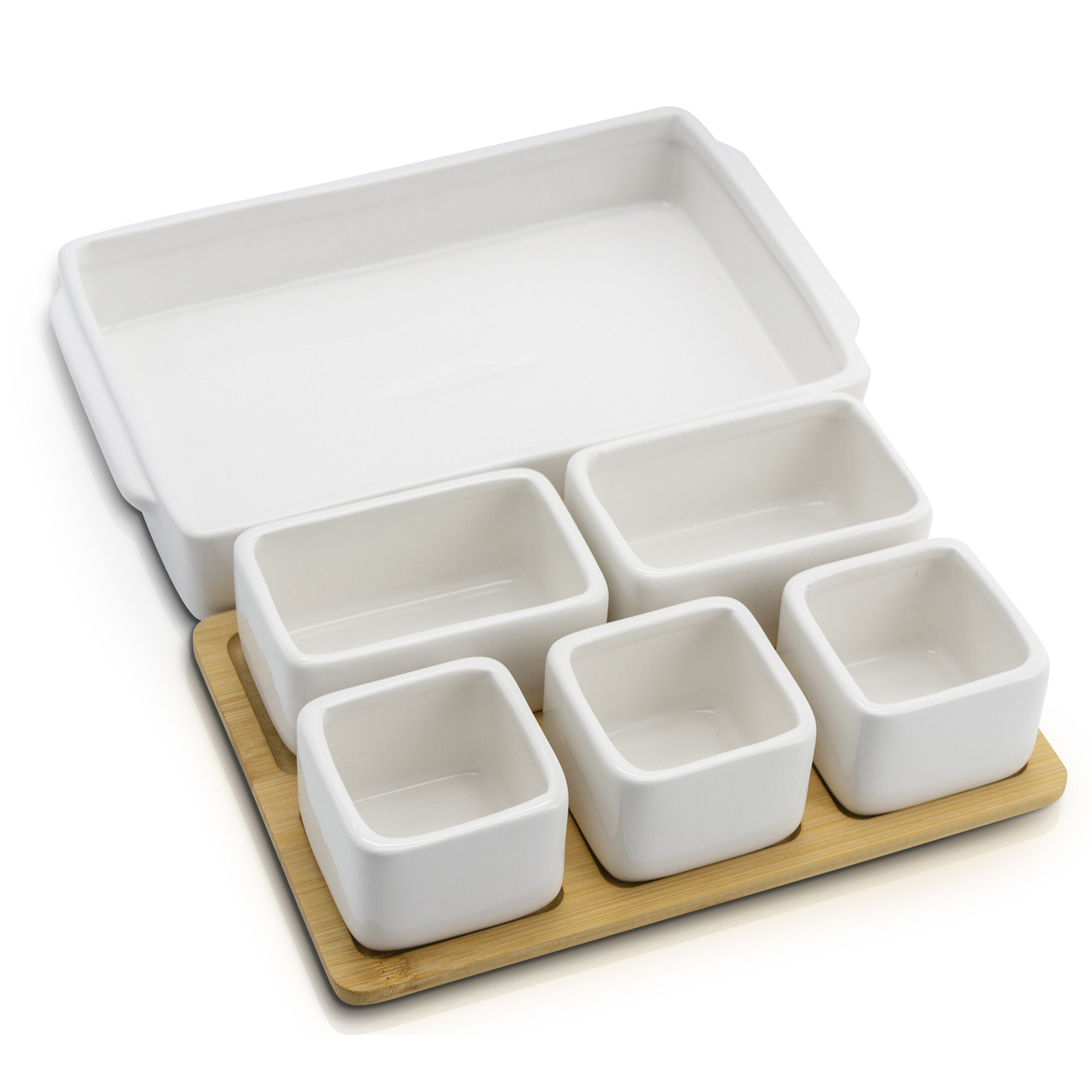 Ebern Designs Ensemble de 7 assiettes à condiments avec plateau en ...