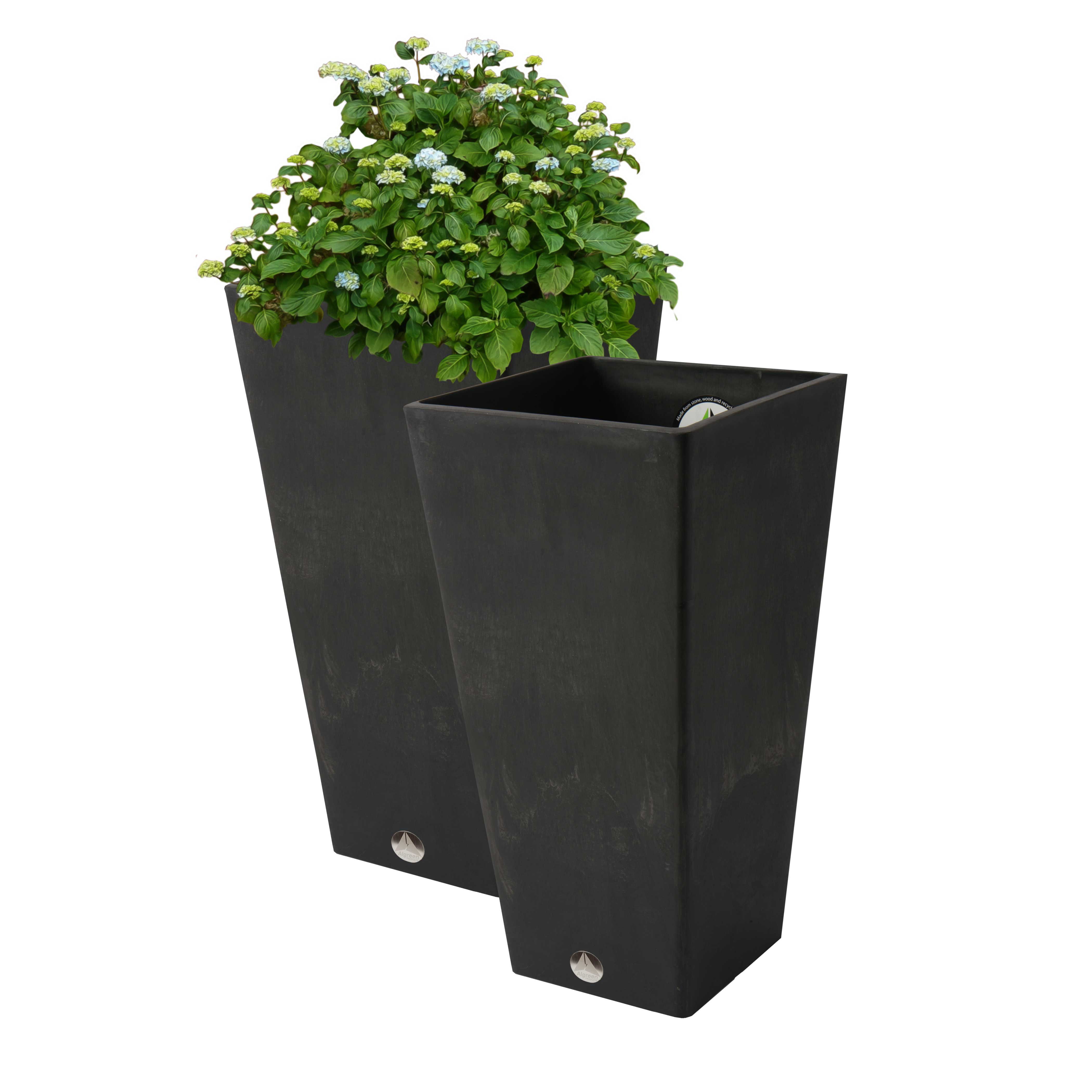 Charlton Home® Cara Composite Pot Planter Set with Water Trays ...