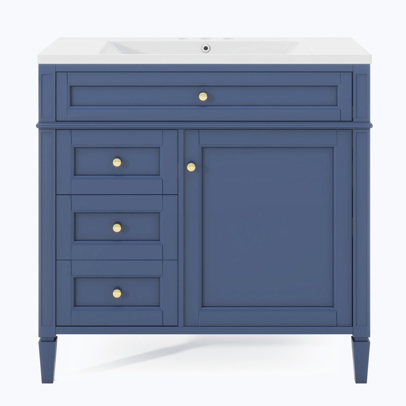 Charlton Home® Clancie 36'' Single Bathroom Vanity with Ceramic Top ...