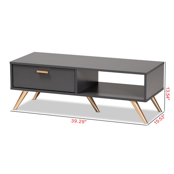 Mercer41 Vale Modern and Contemporary Dark Grey and Gold Finished Wood ...