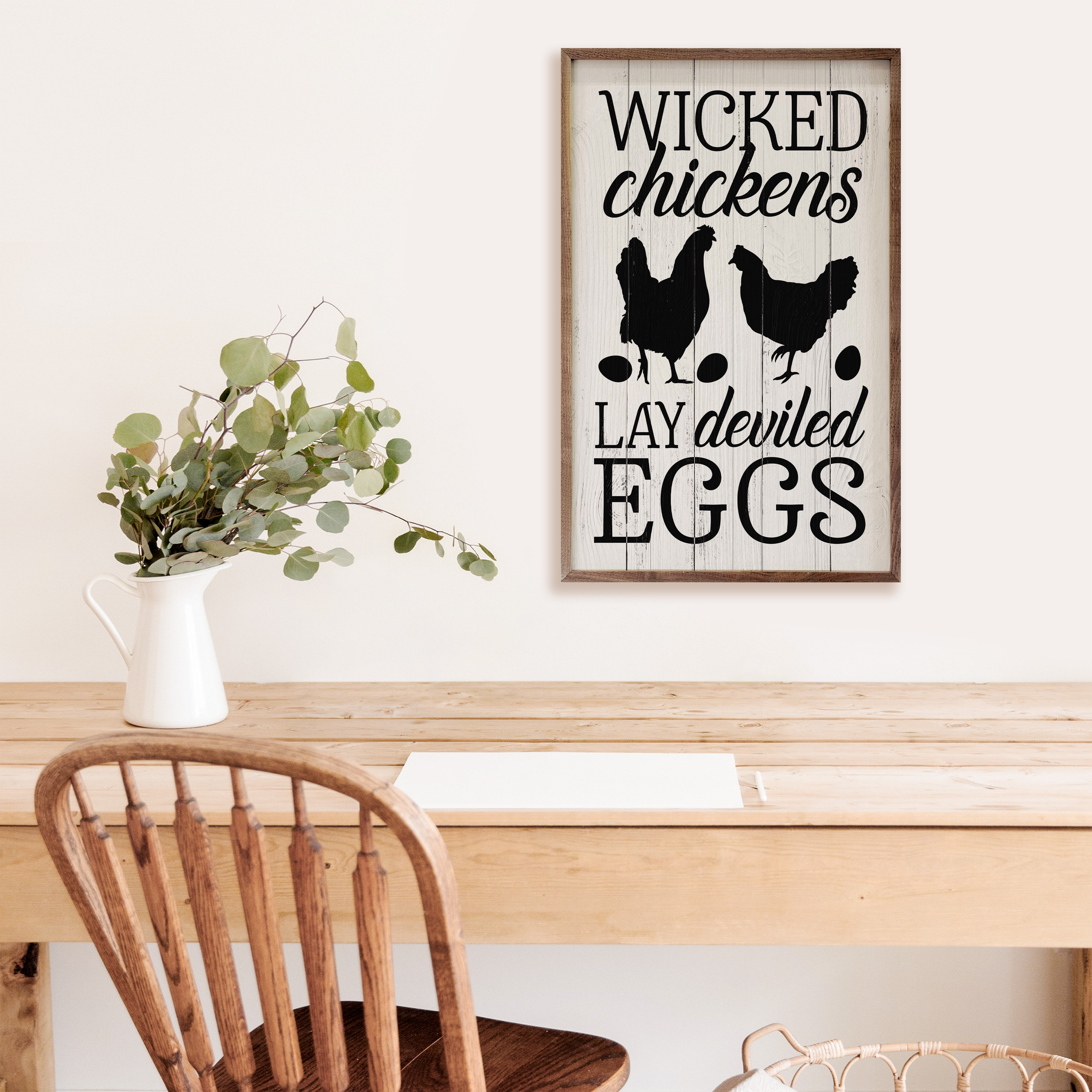 Winston Porter Wicked Chickens Lay Deviled Eggs Whitewash | Wayfair