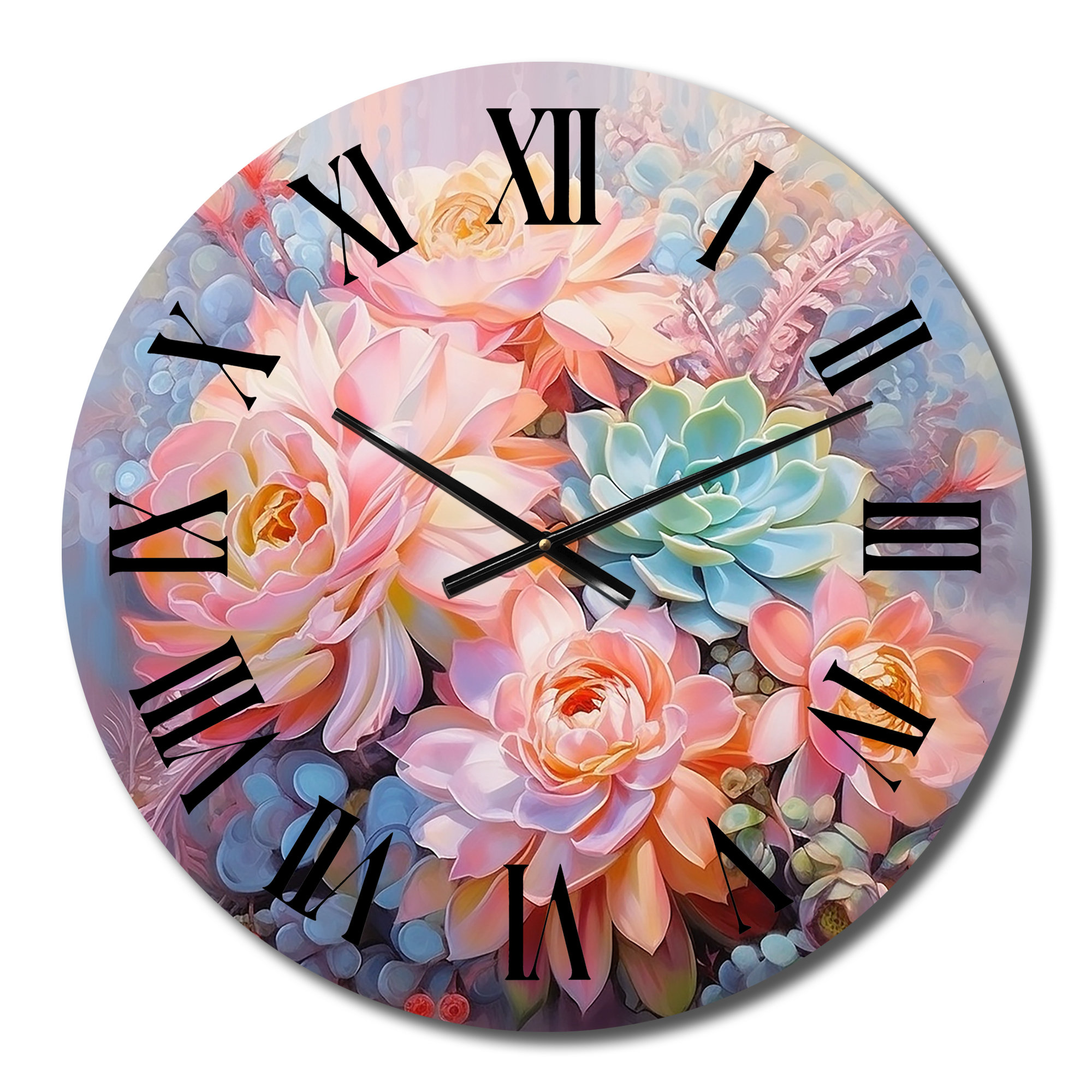 Design Art Delicate Blossoming Succulent Tender Pastels II Metal Wall ...