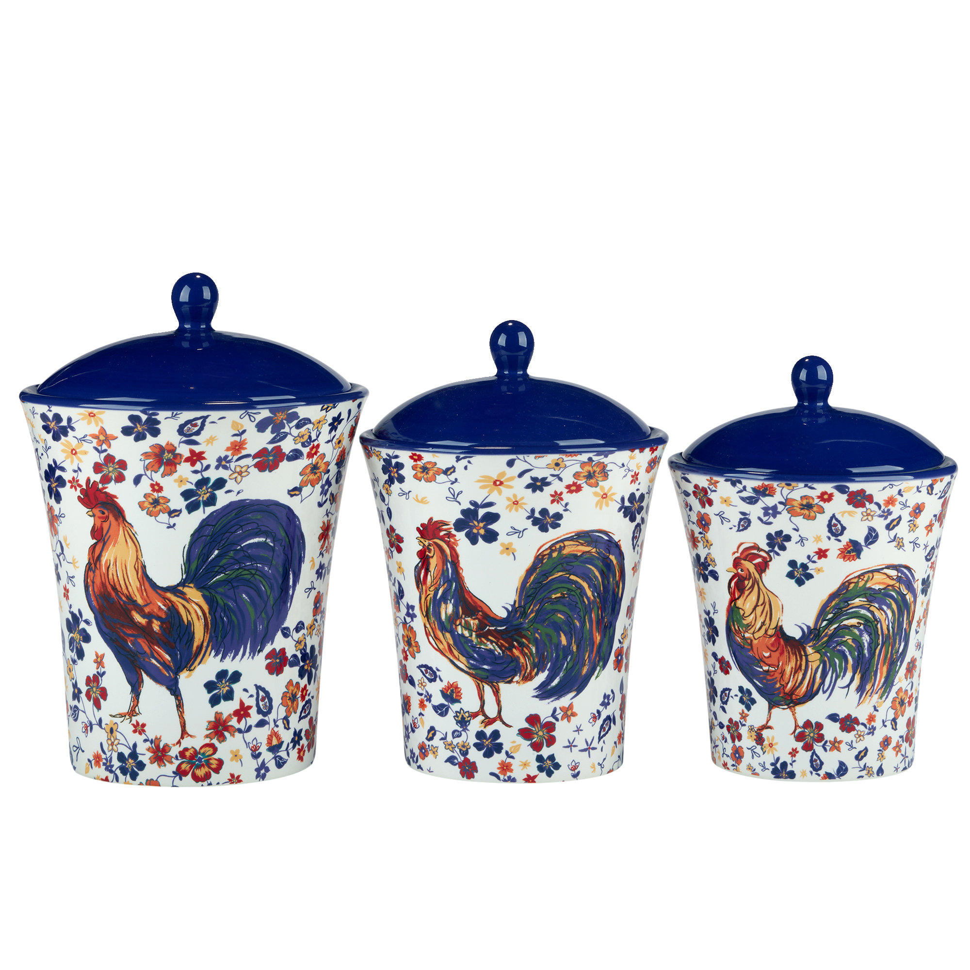 Certified International Morning Rooster Set of 3 Canisters Large (92 oz ...